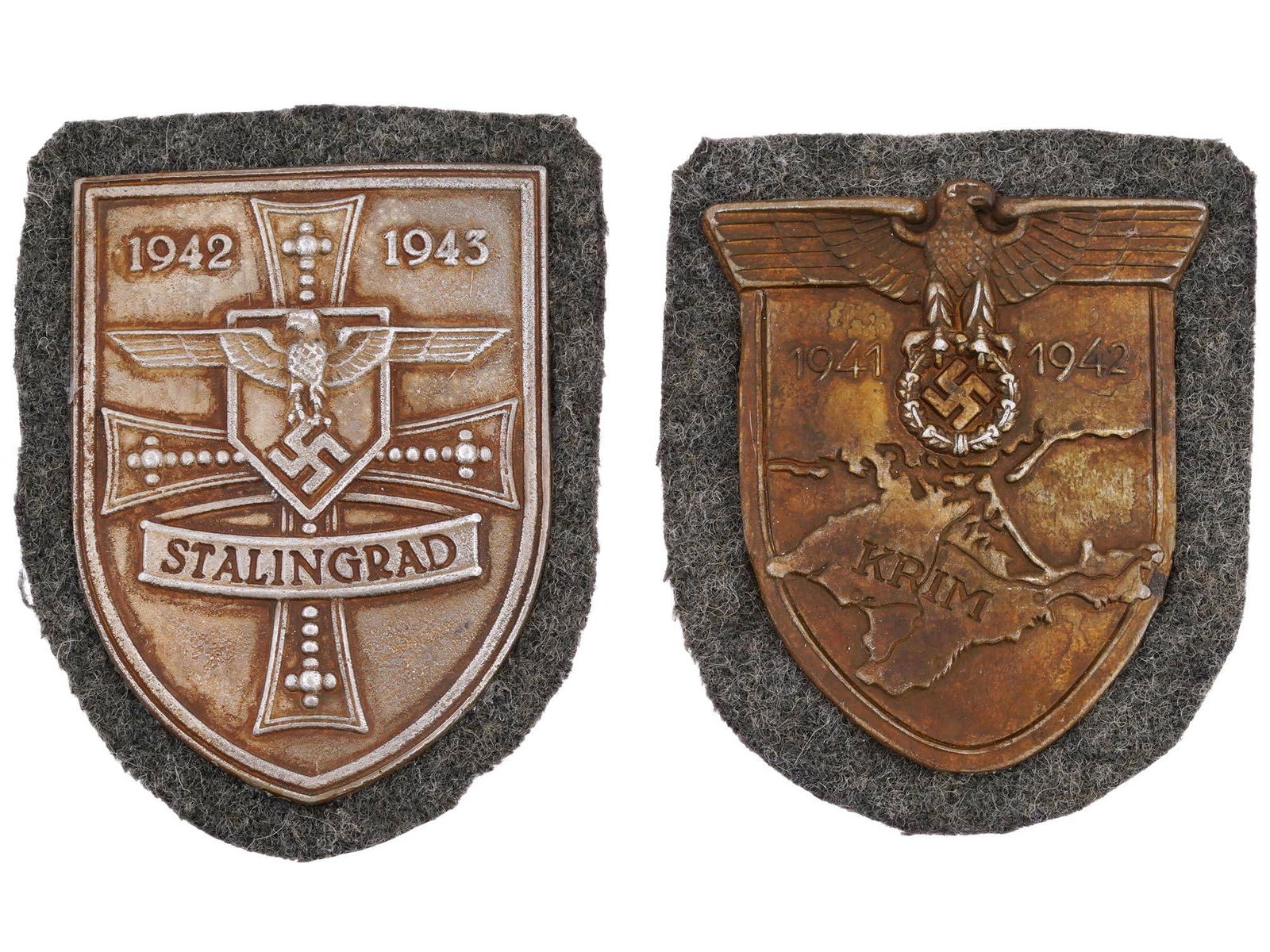 Wwii Nazi German Military Stalingrad Crimea Shields Auction