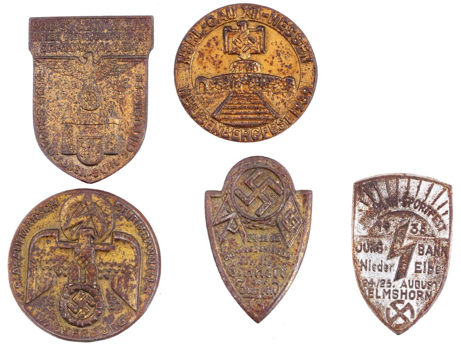 Group Of Five Pre Wwii Nazi German Pin Badges Auction