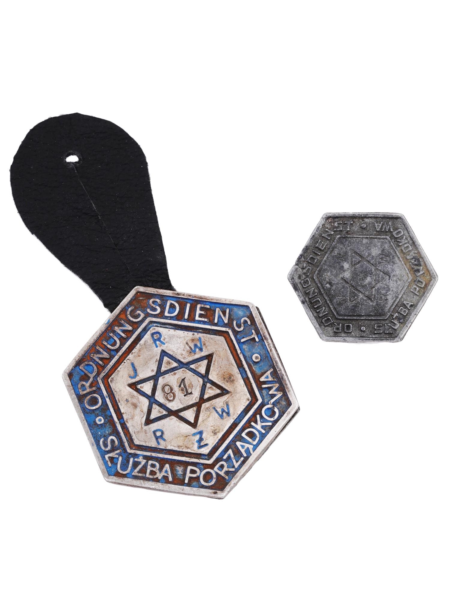 Pair Of Wwii Warsaw Jewish Ghetto Police Badges Auction
