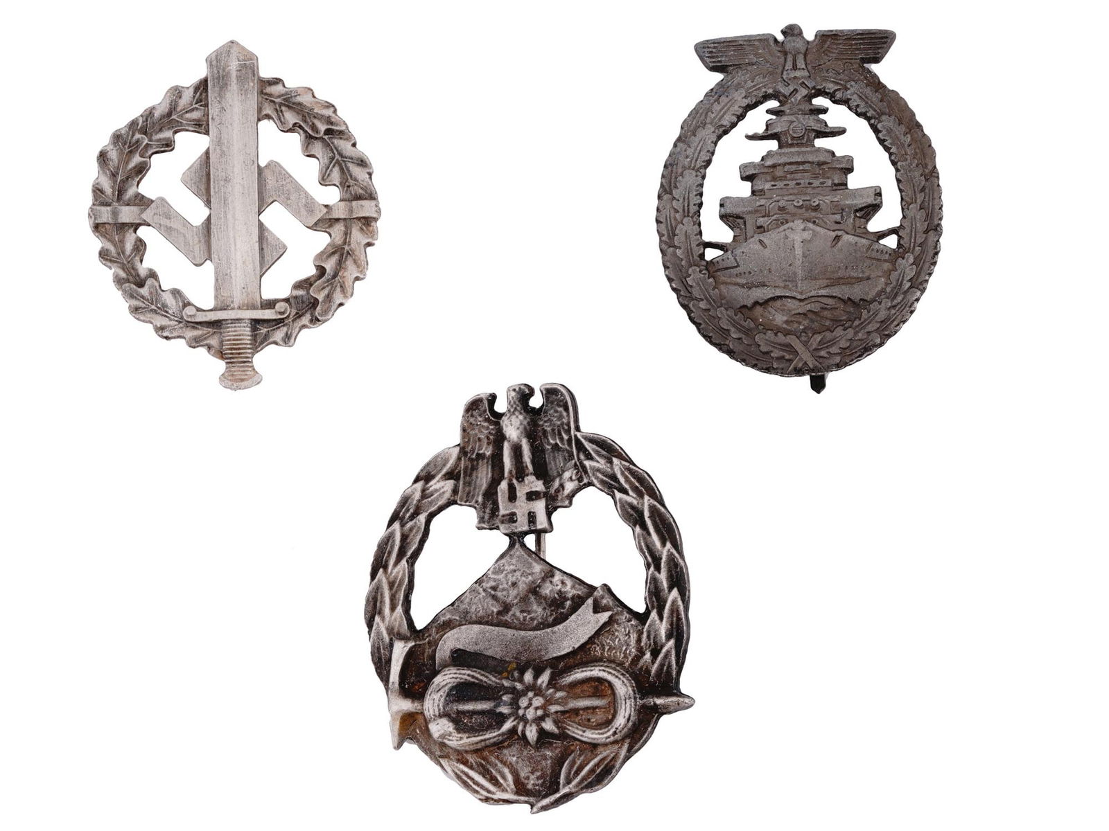 Group Of 3 German Wwii Badges Auction