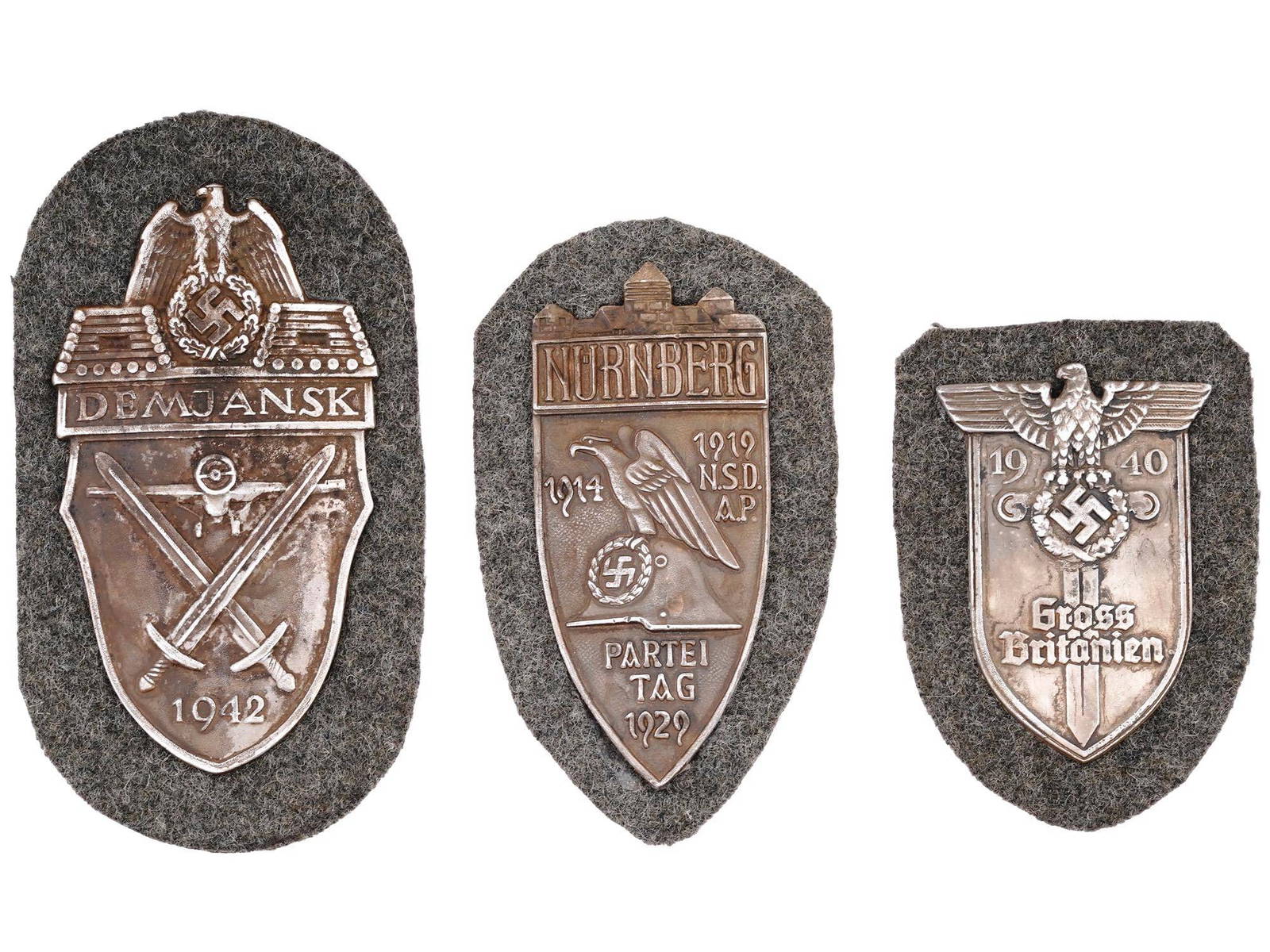 Group Of Wwii Nazi German Military Shields 3 Pcs Auction