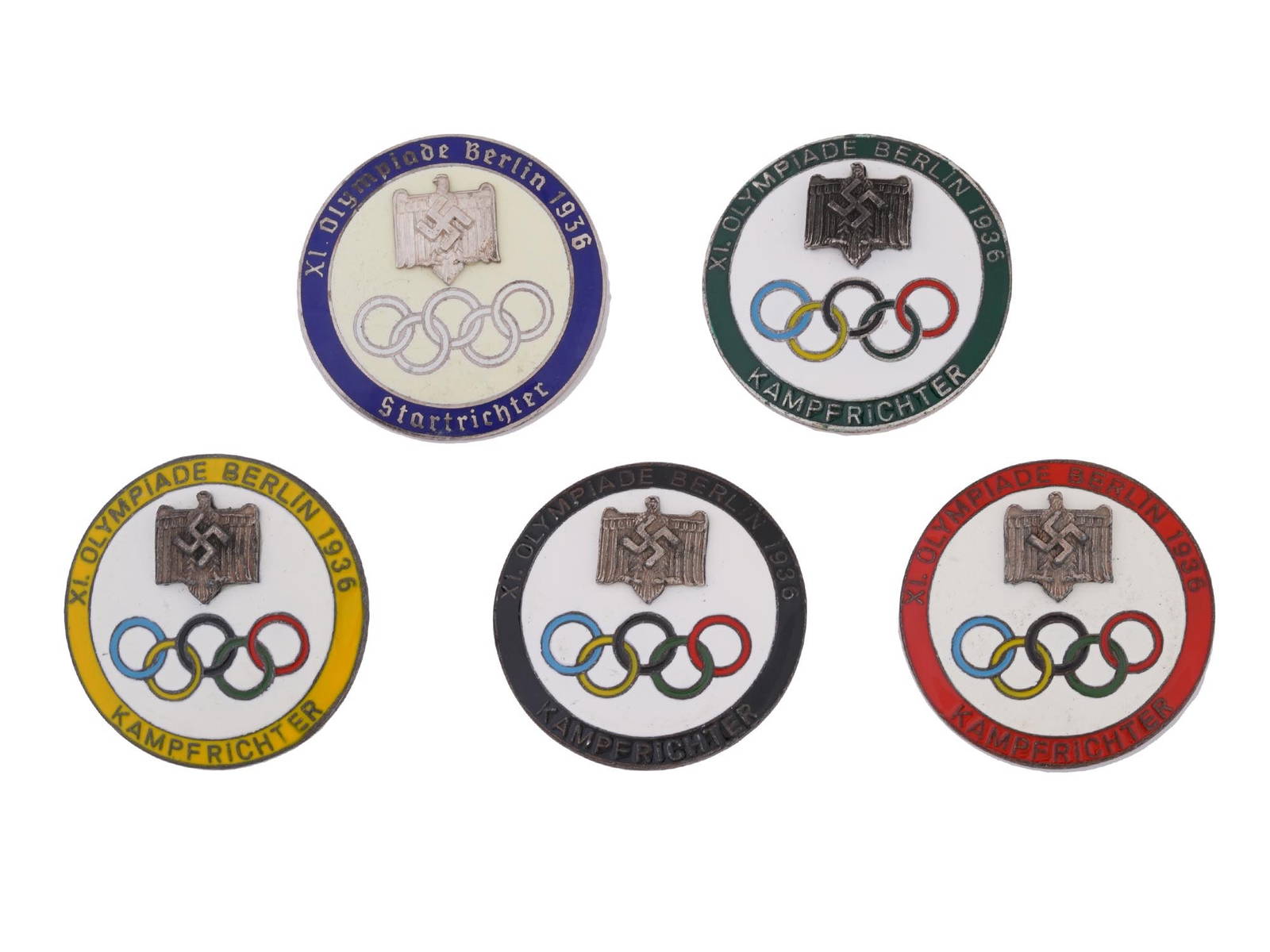 Group Of Five 1936 Berlin Olympics Referee Pin Badges Auction