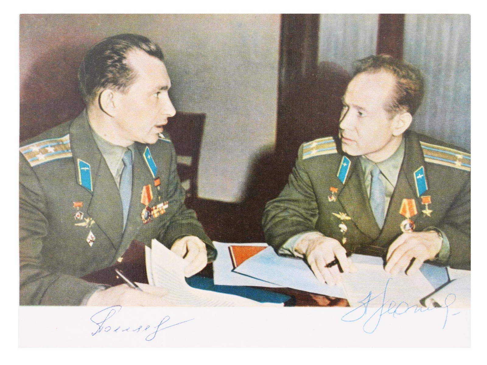 Russian Soviet Space Leonov Belyaev Autograph Postcard Auction