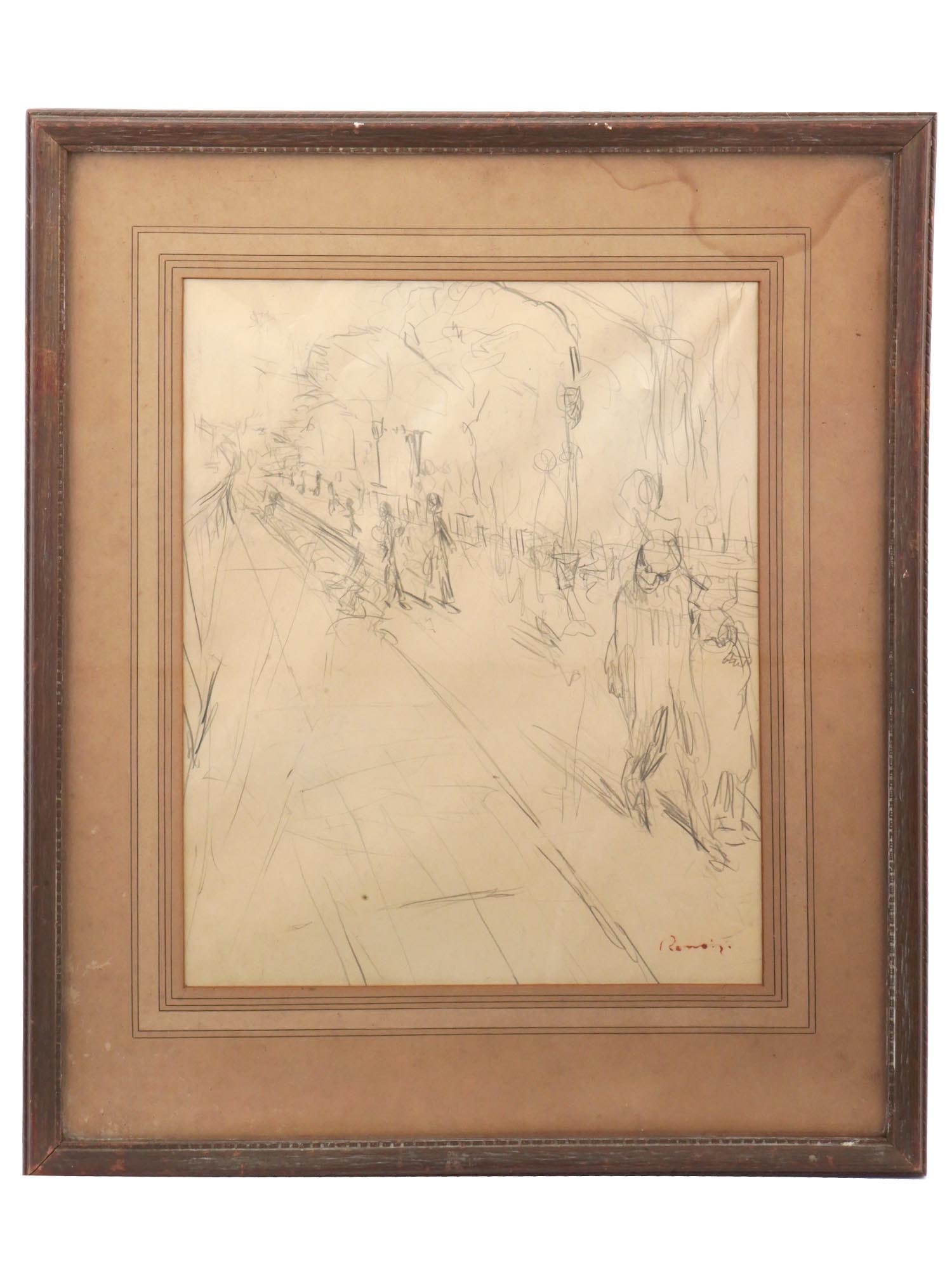 Attributed To Renoir French Sketch Pencil Painting Auction