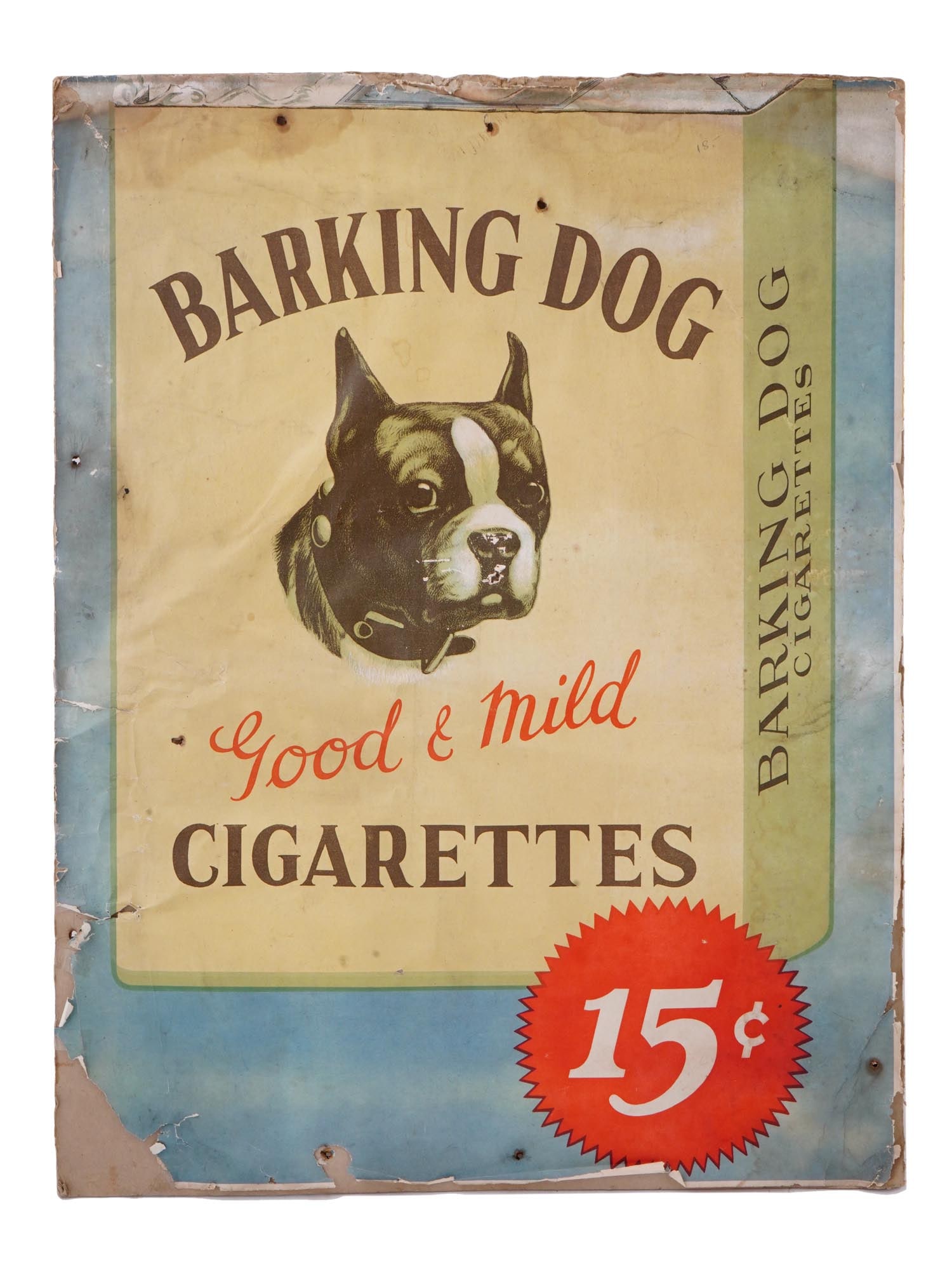 American Barking Dog Cigarettes Advertising Sign Auction