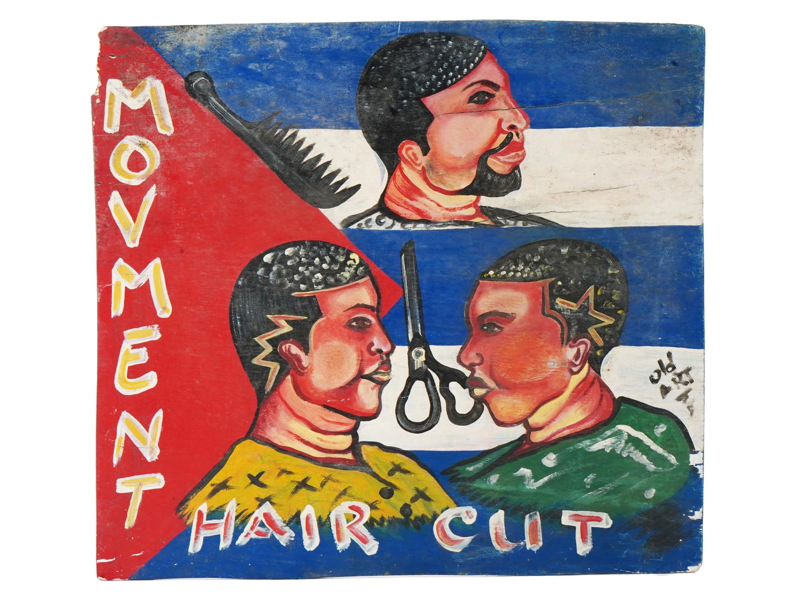 Hand Painted Ghana West Africa Barbershop Adv Sign
