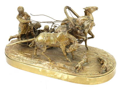 Russian Bronze Troika Sculpture