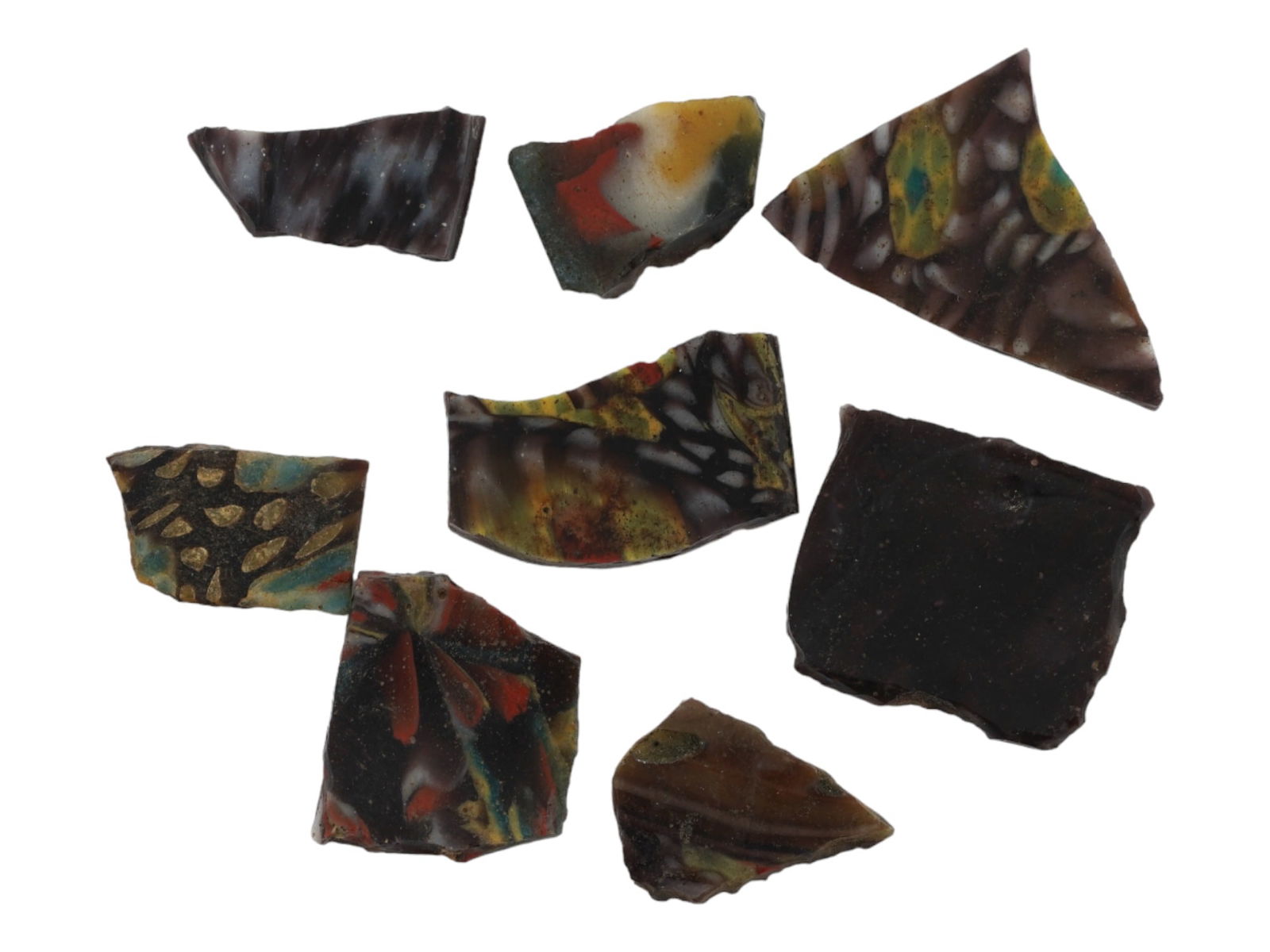 Group Of Ancient Millefiori Roman Glass Fragments Auction