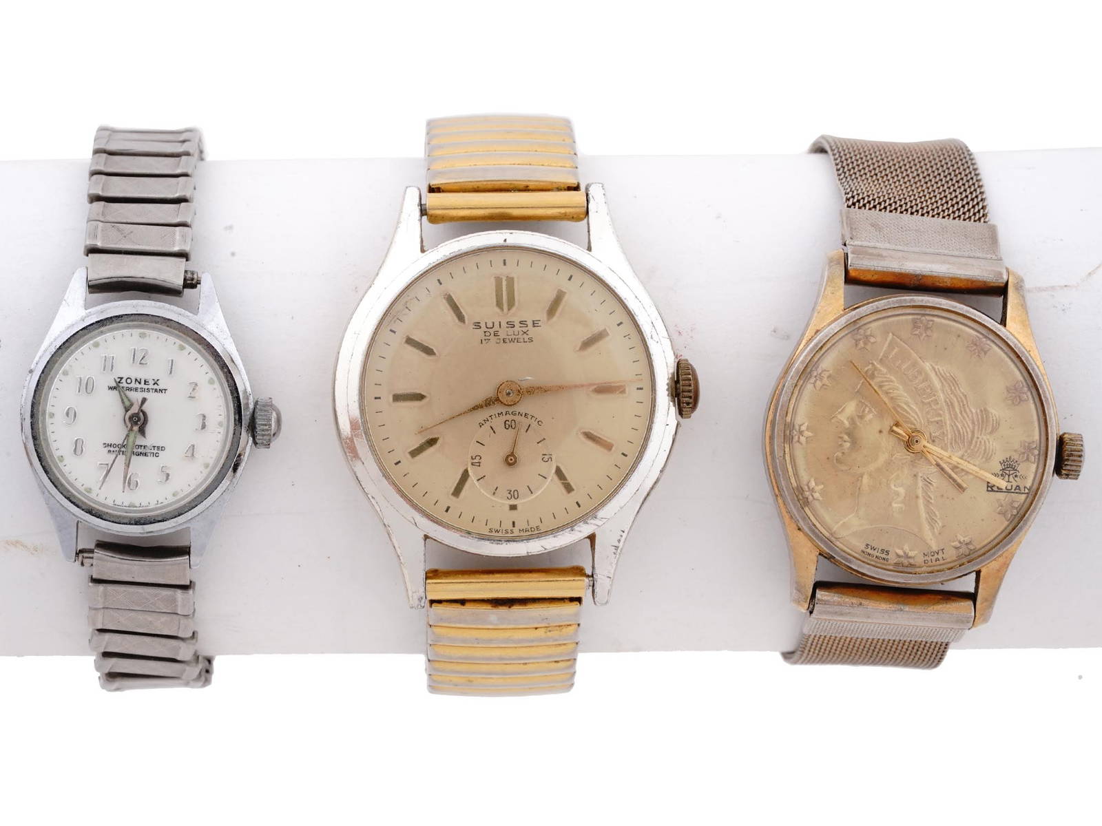 Mid Cent Zonex Suiss De Luxe Rouan Wrist Watches Auction