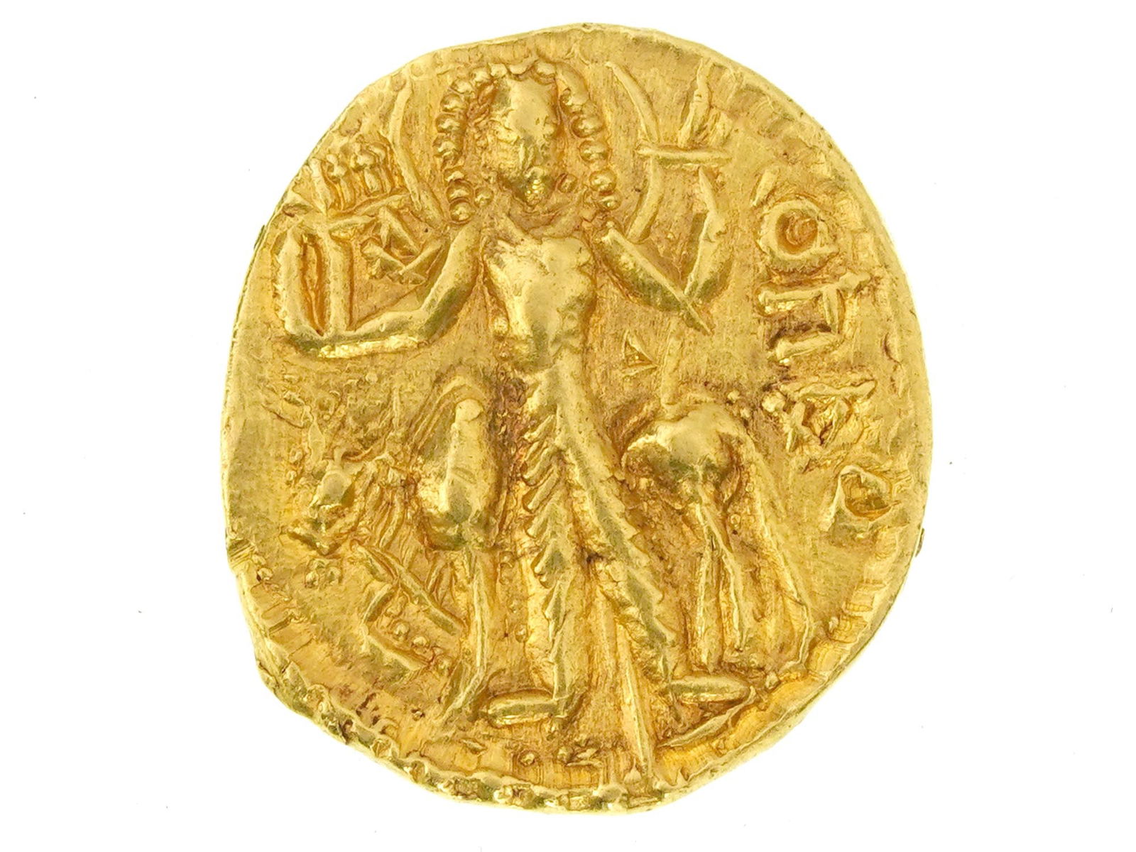 Antique Gold Dinar Coin Of Kushan Empire Vasudeva I Auction