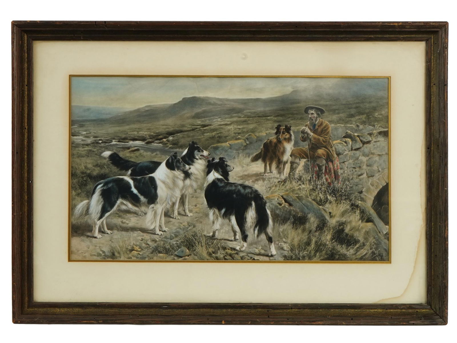 Hunting Dogs Scene Lithograph After Thomas Blinks Auction