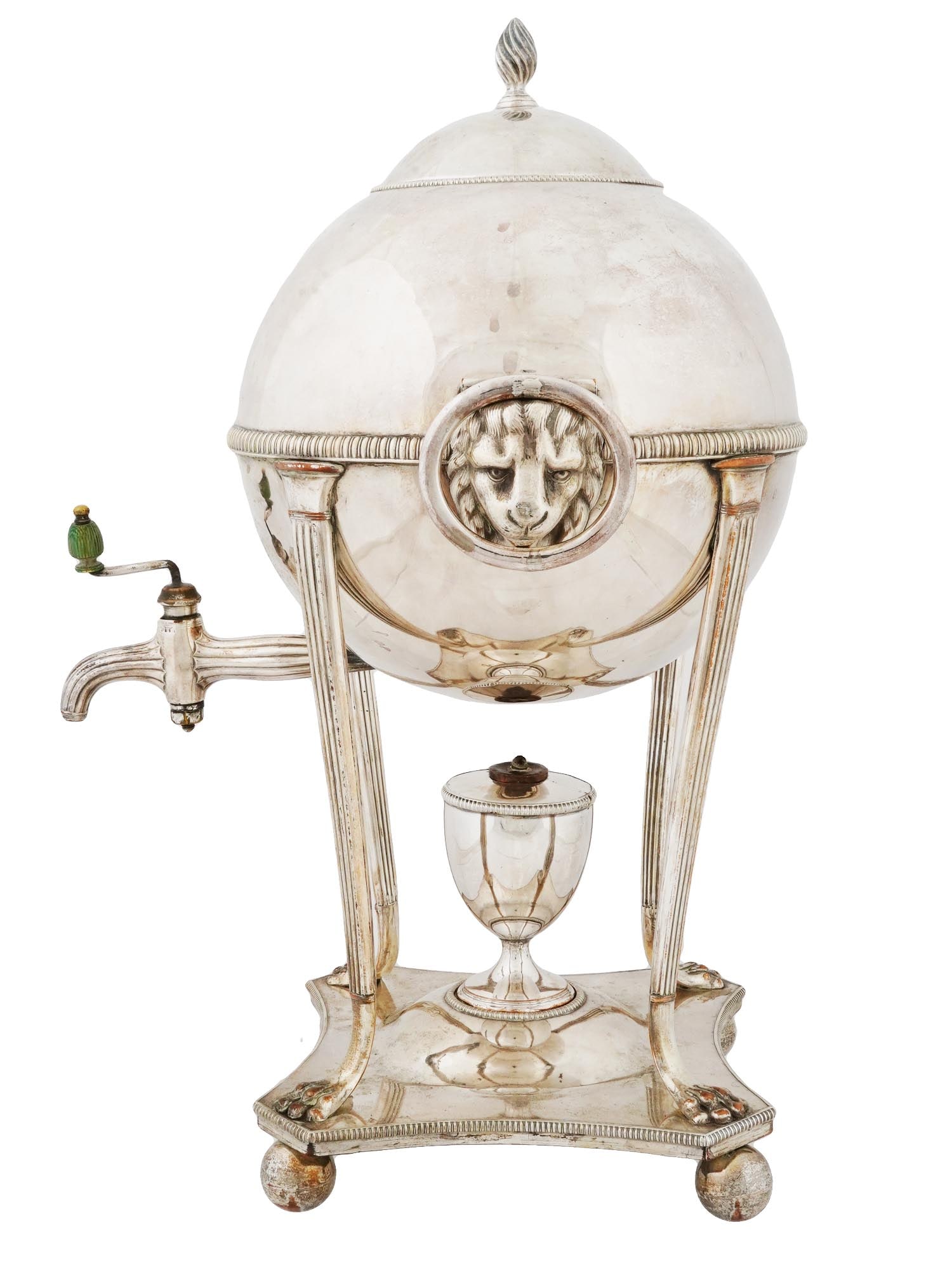 Antique English Silver Plated Tea Urn With A Burner Auction