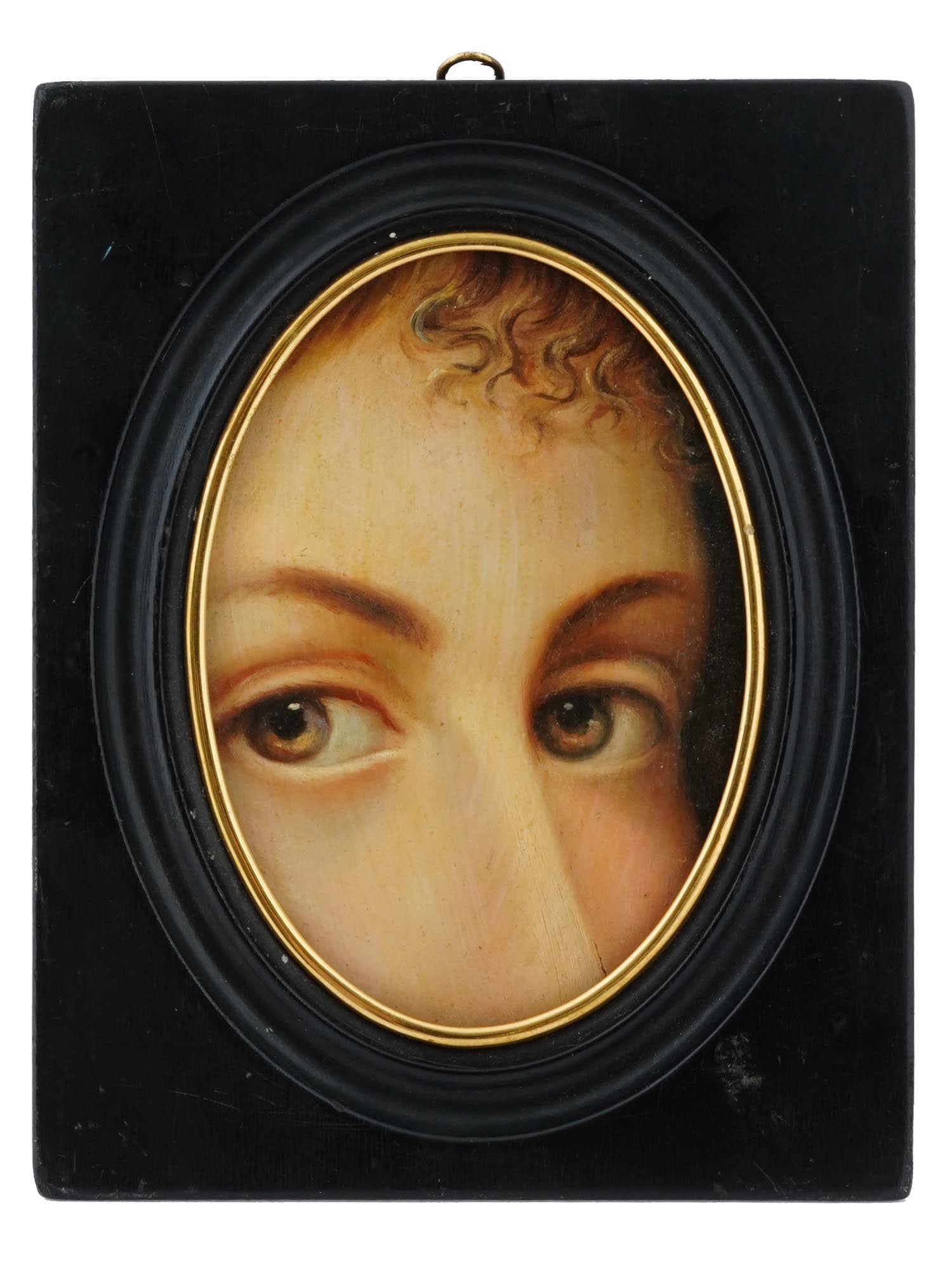 Antique English Georgian Era Lovers Eyes Oil Painting Auction
