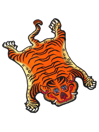 Tibetan Hand Made Woven Wool Tiger Skin Design Rug