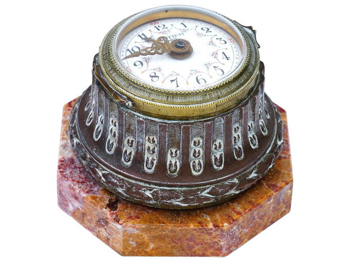Antique French Cartier Wall Clock On A Marble Base