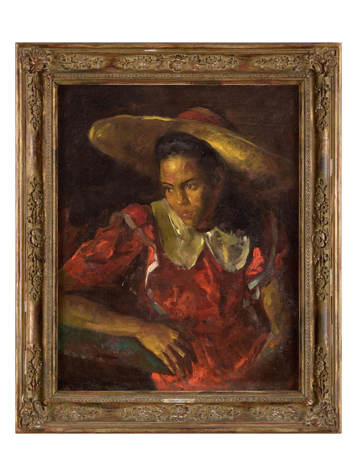 Attr Robert Henri Antique American Portrait Painting Auction