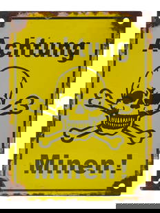 Wwii Nazi German Third Reich Skull Enamel Iron Sign Auction