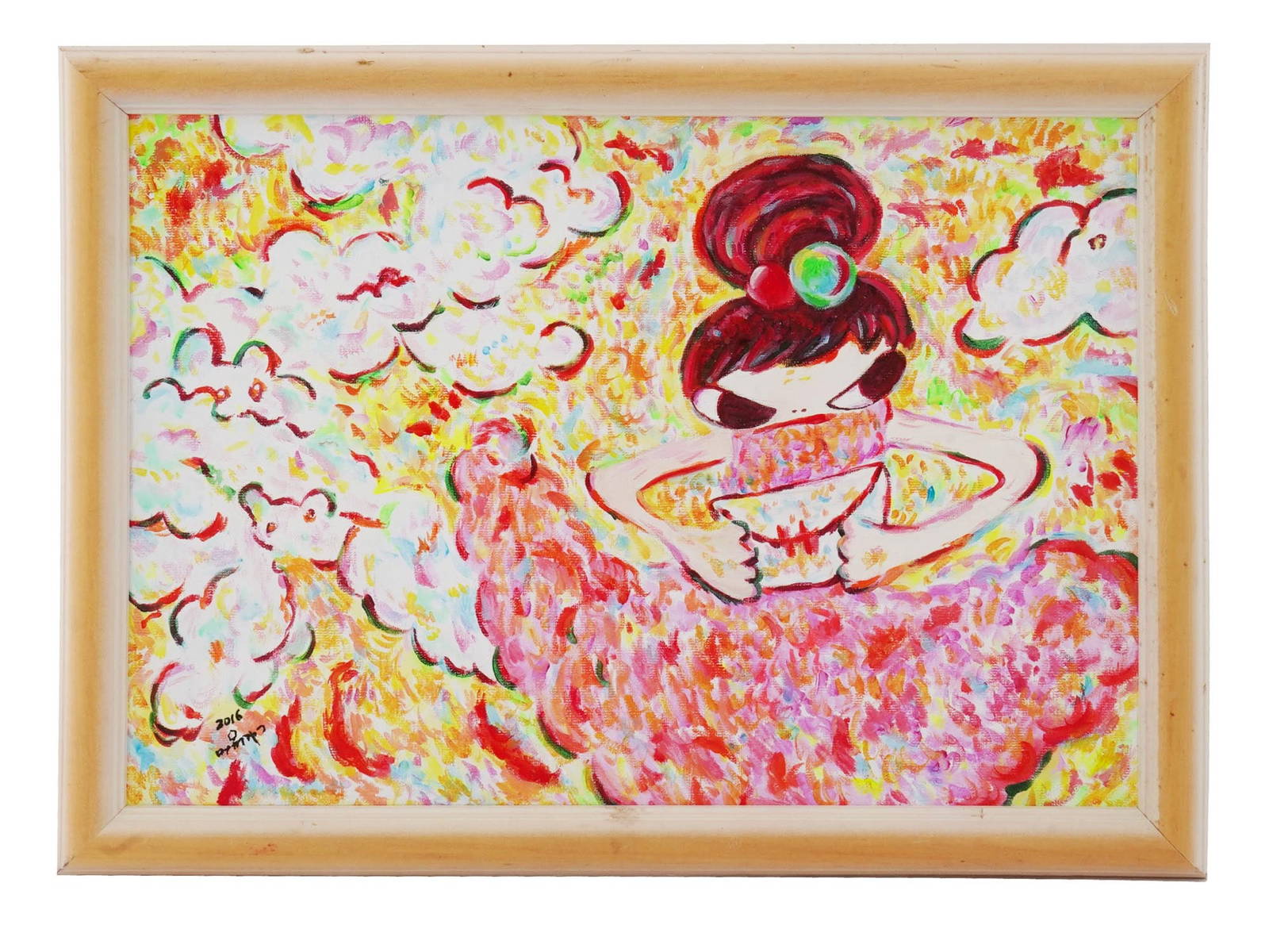 Attr To Ayako Rokkaku Japanese Acrylic Painting Auction