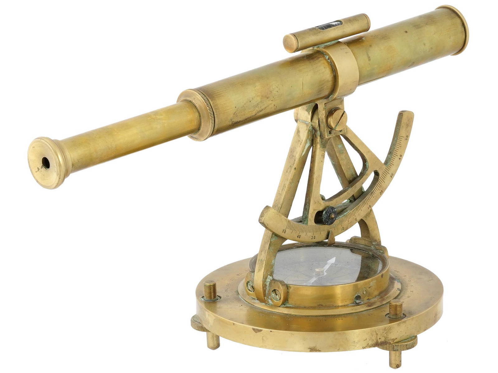 English Brass Transit Telescope And Compass Auction