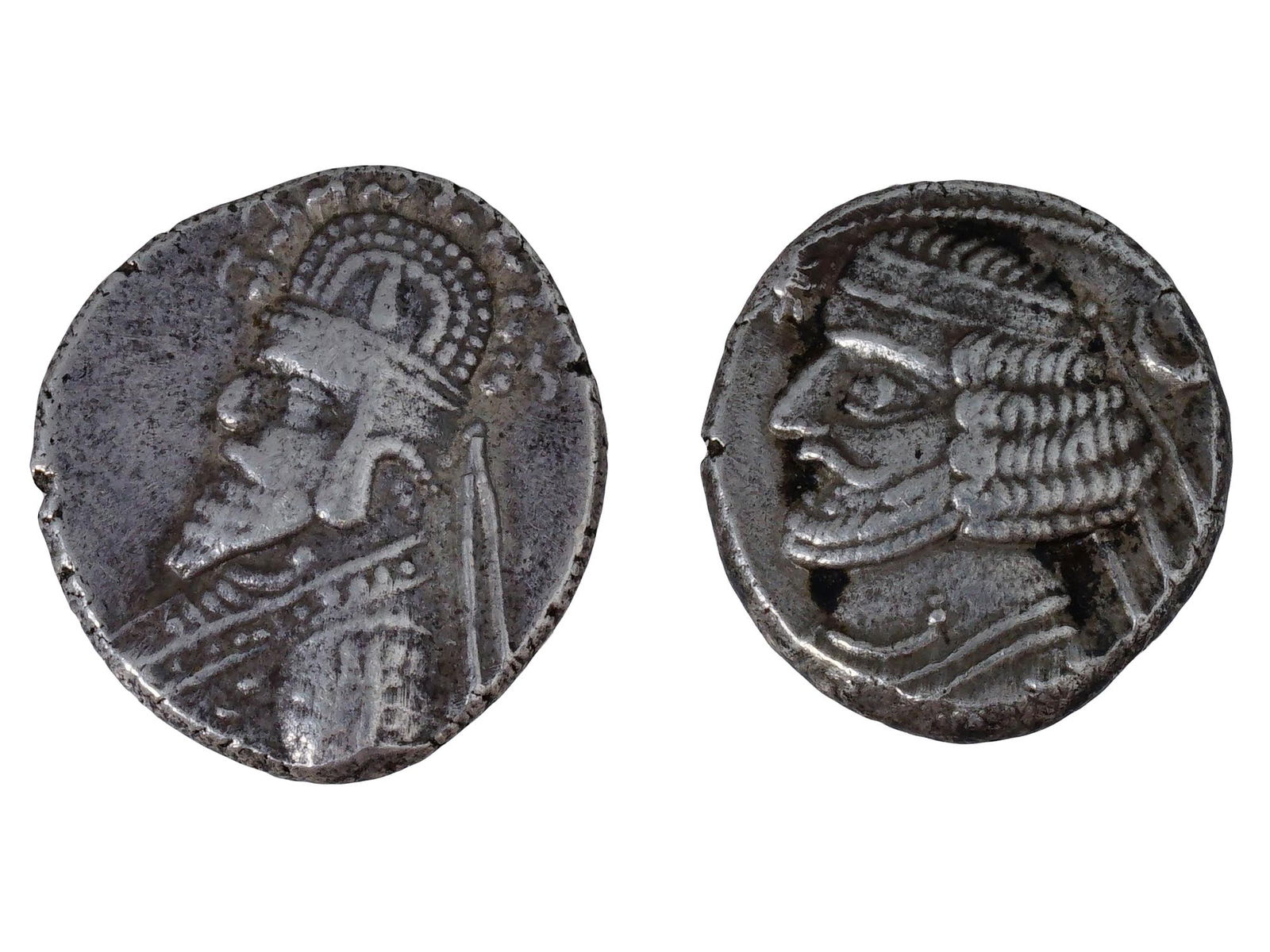 Pair Of Ancient Parthian Silver Drachma Coins Auction