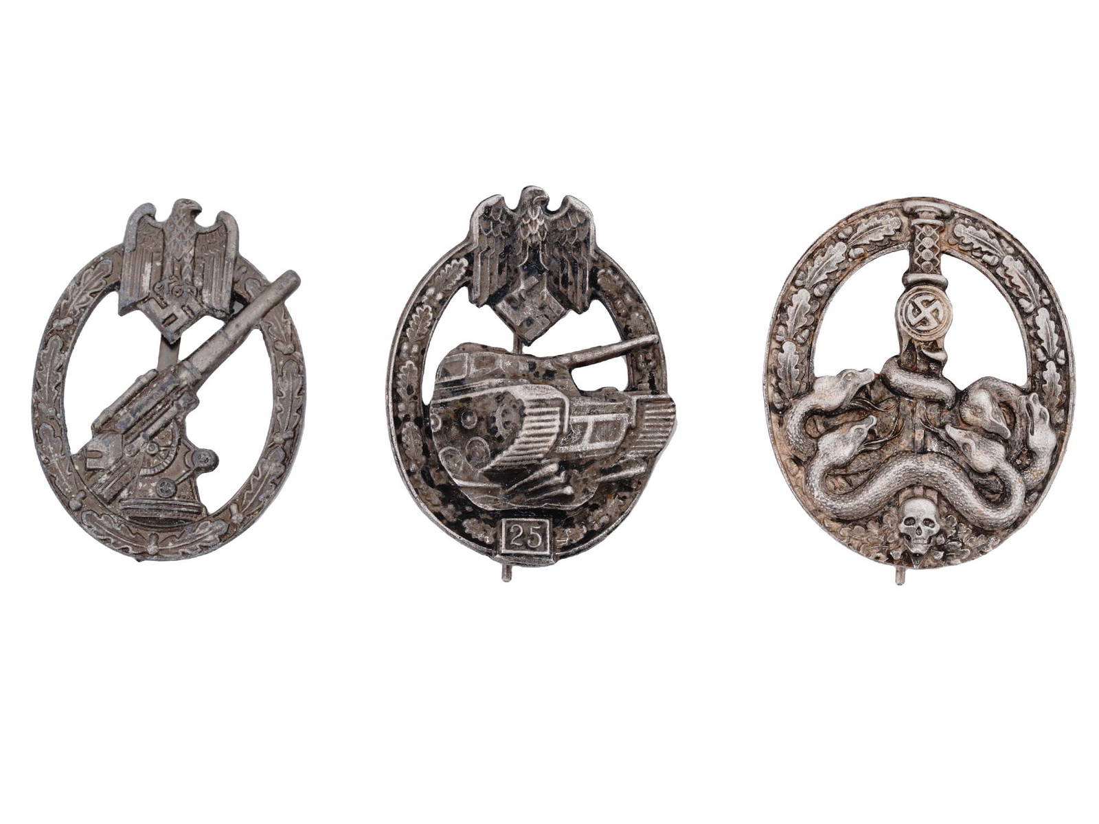 Group Of 3 German Wwii Badges Auction