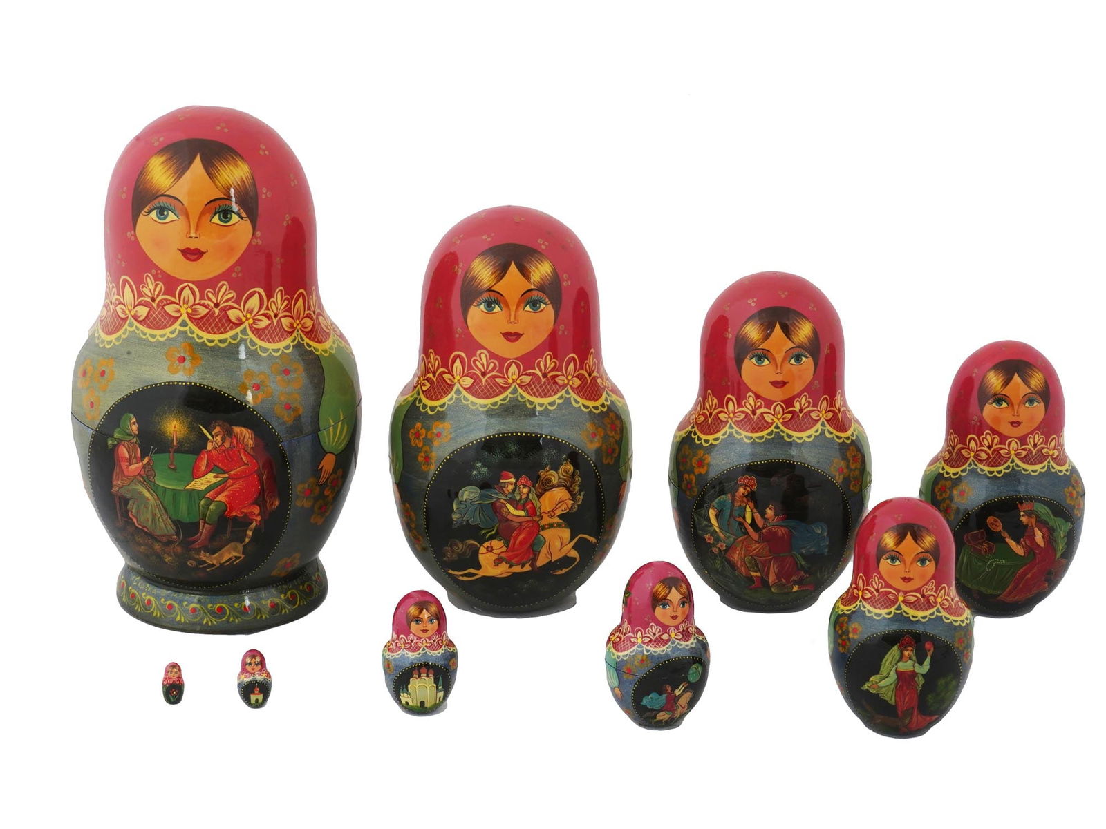 Vintage Russian Hand Painted Matryoshka Doll Set Auction