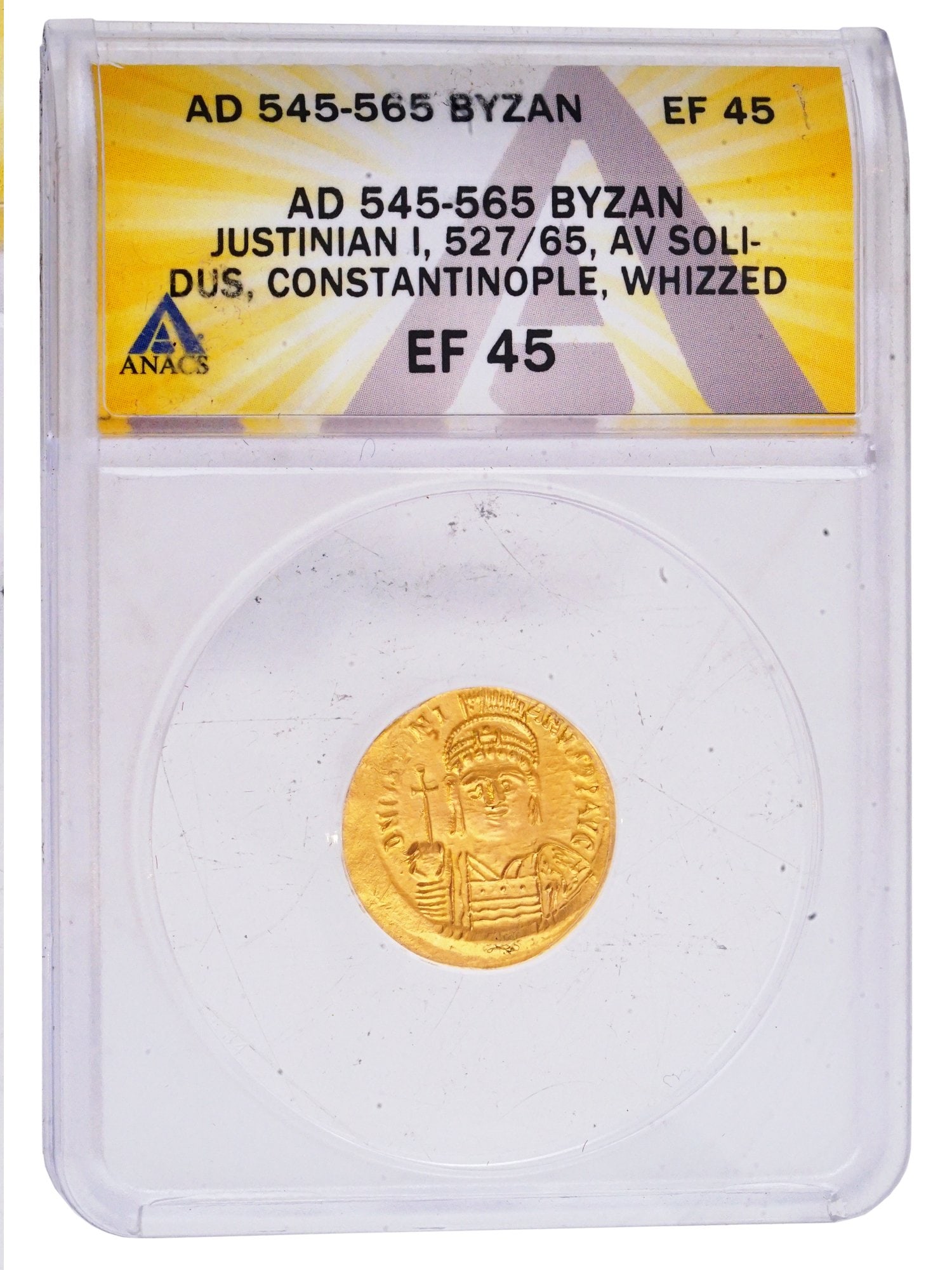 Ancient Byzantine Justinian I Gold Solidus Coin Auction