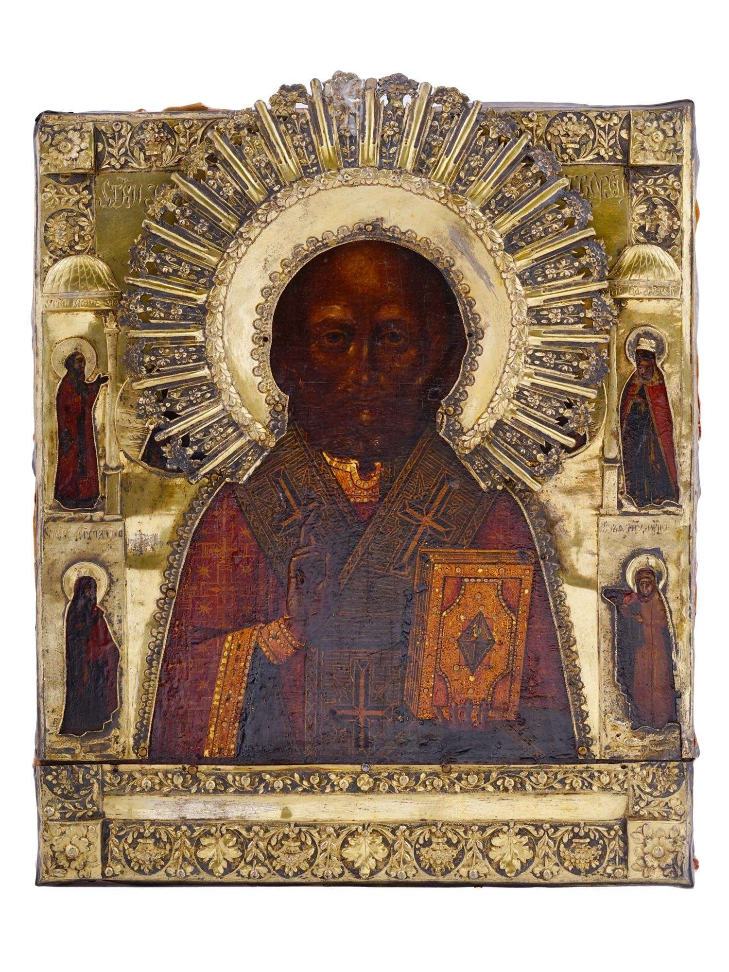 19th Century Russian Icon Of Saint Nicholas In Oklad Auction