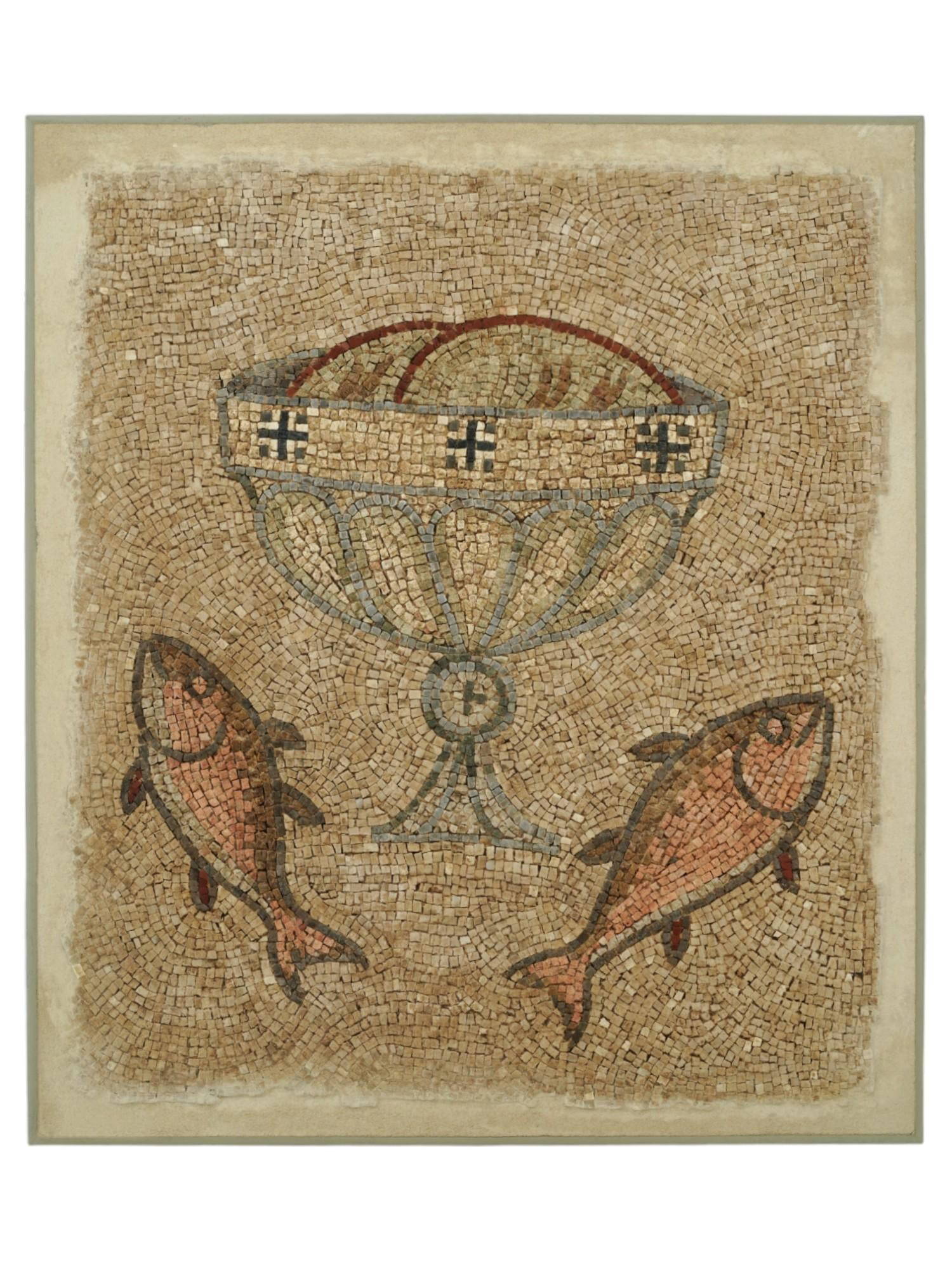 Ancient Byzantine Empire Superb Stone Mosaic Of Fish Auction