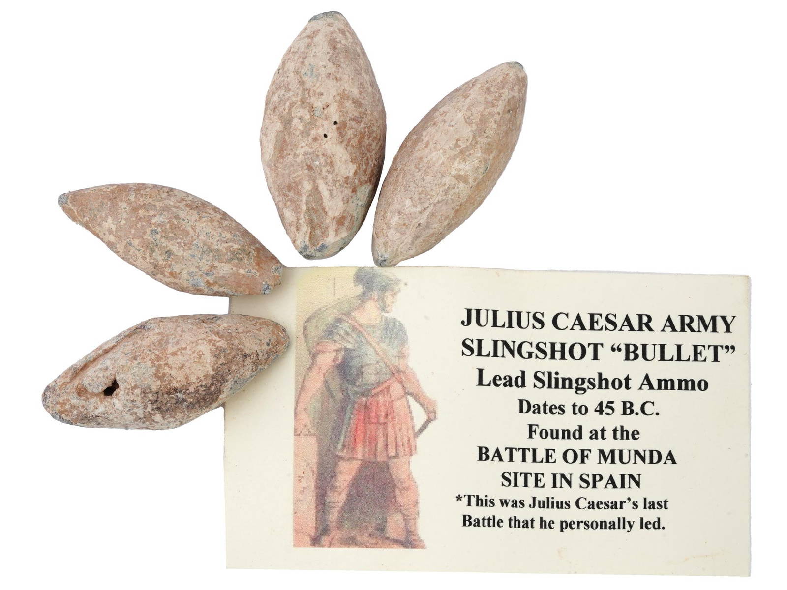 Ancient Roman Julius Caesar Lead Slingshot Ammo Bullets Auction