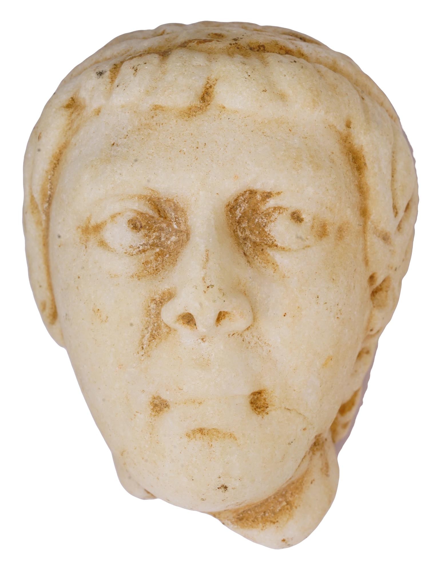 Roman Carved Marble Head With Fine Detailing Auction