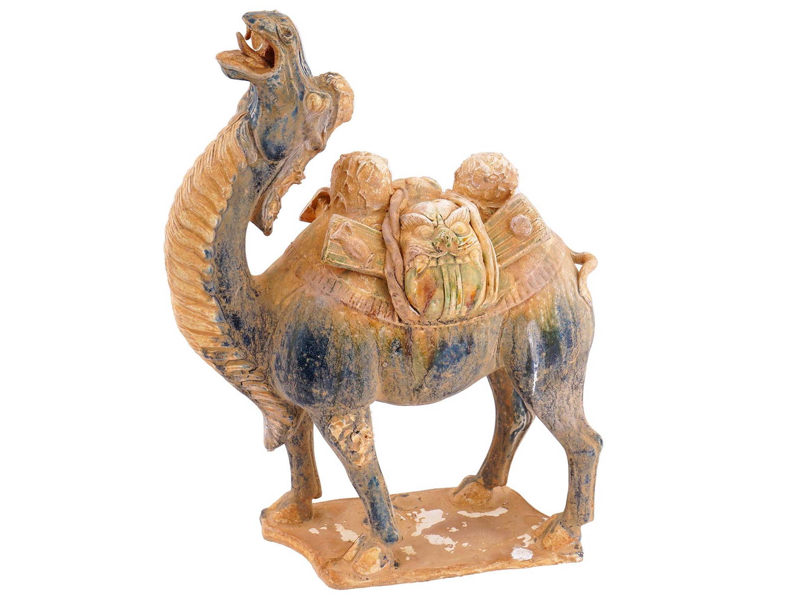 Antique Chinese Tang Style Camel Dragon Masks Figurine Auction