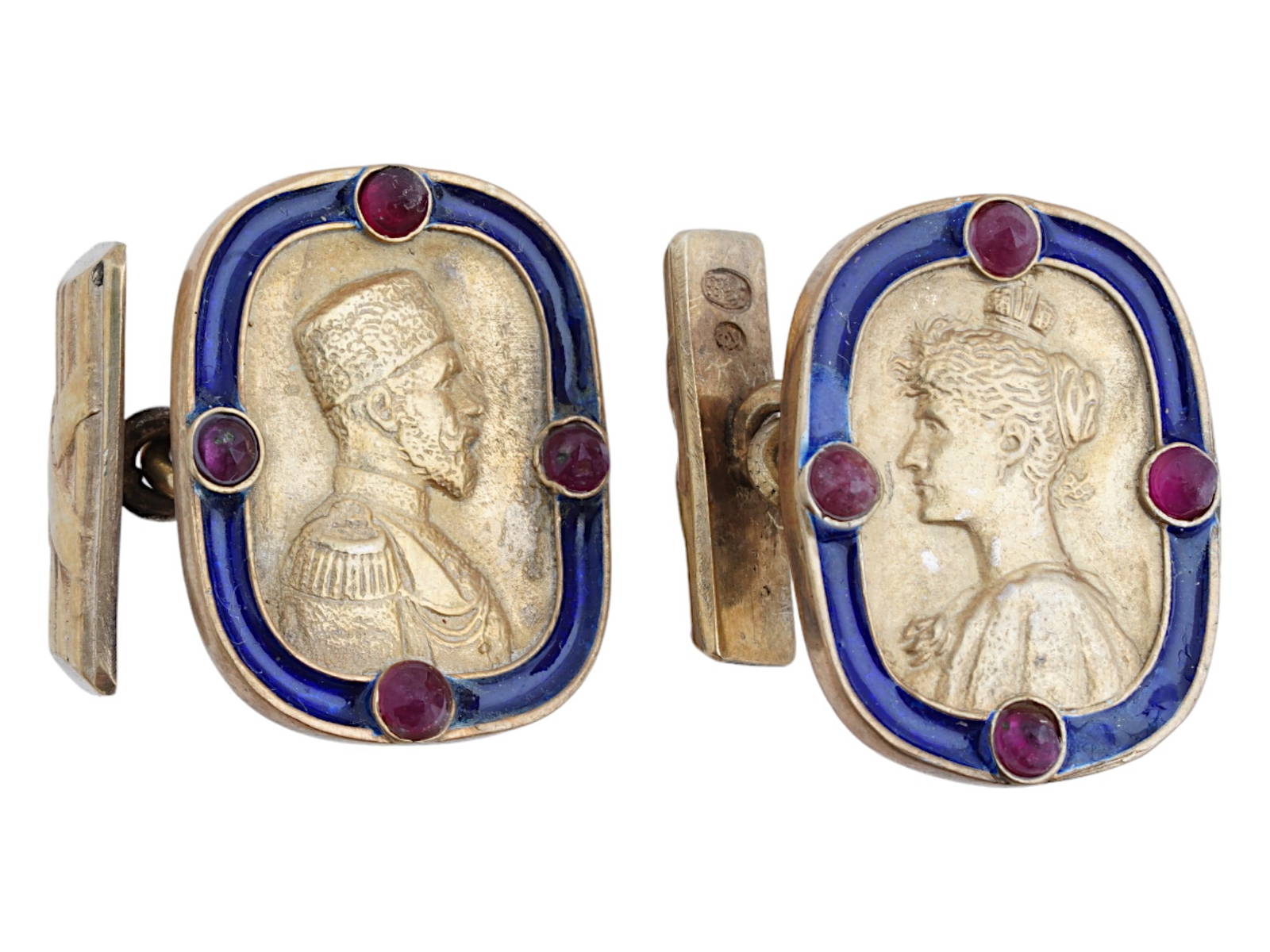 Russian Silver Enamel Ruby Nicholas Ii Cuff Links Auction