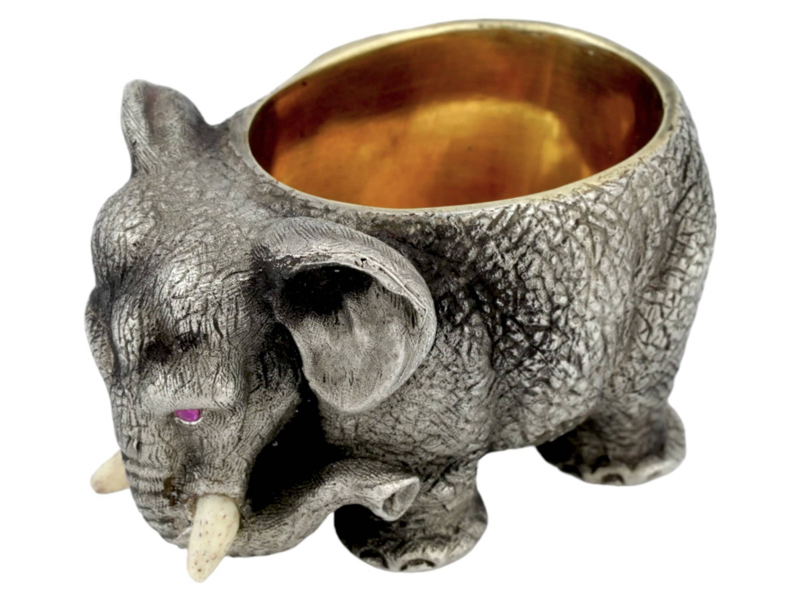Russian Gilt Silver Ruby Elephant Salt Cellar Auction