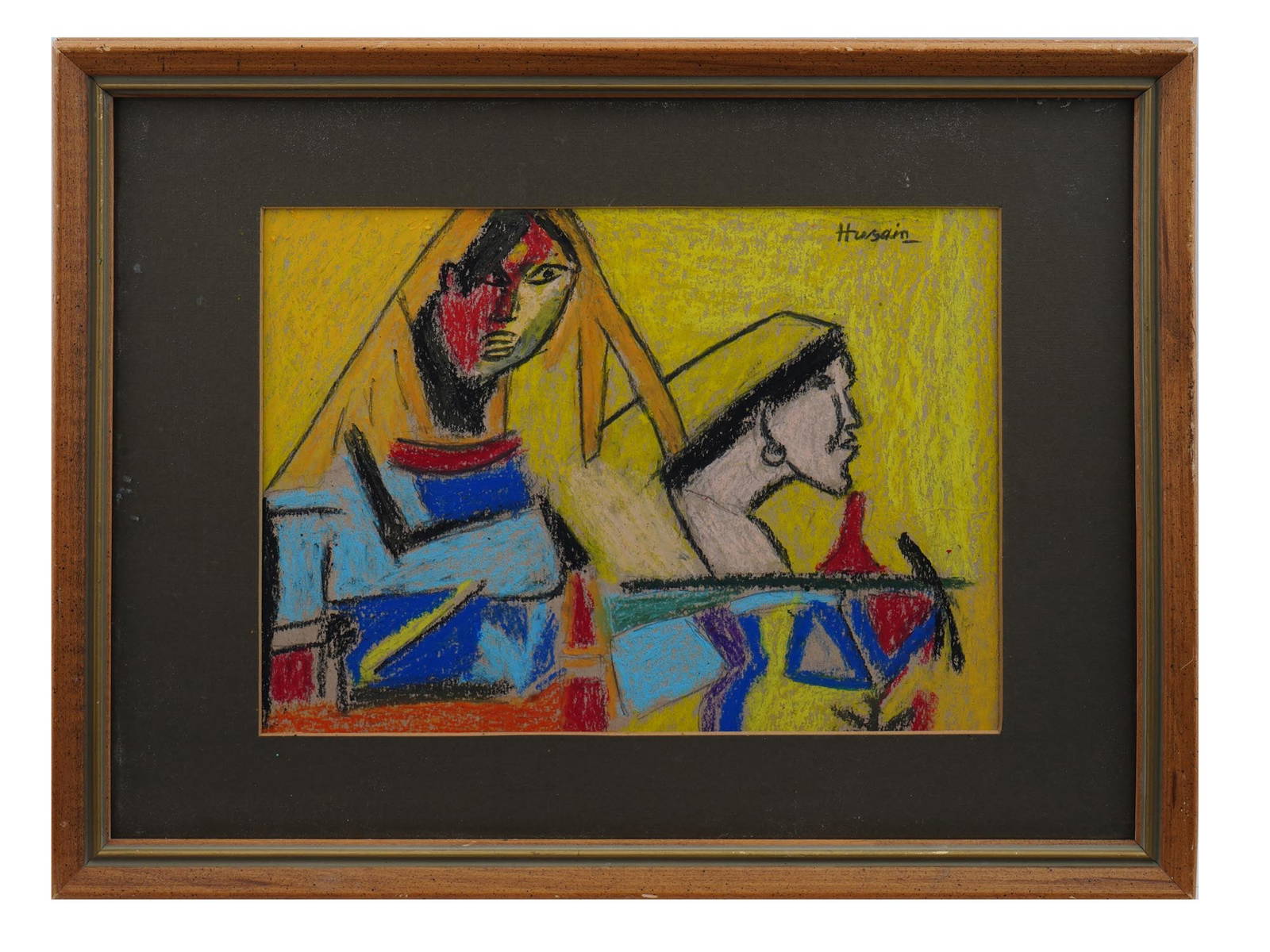 Attr To Maqbool Fida Husain Indian Pastel Painting Auction