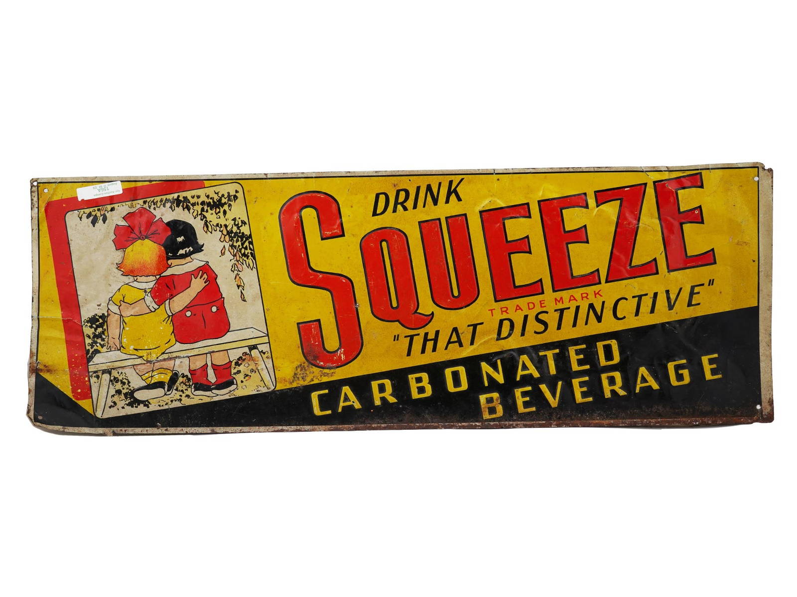 Vintage Squeeze Embossed Advertising Sign Auction