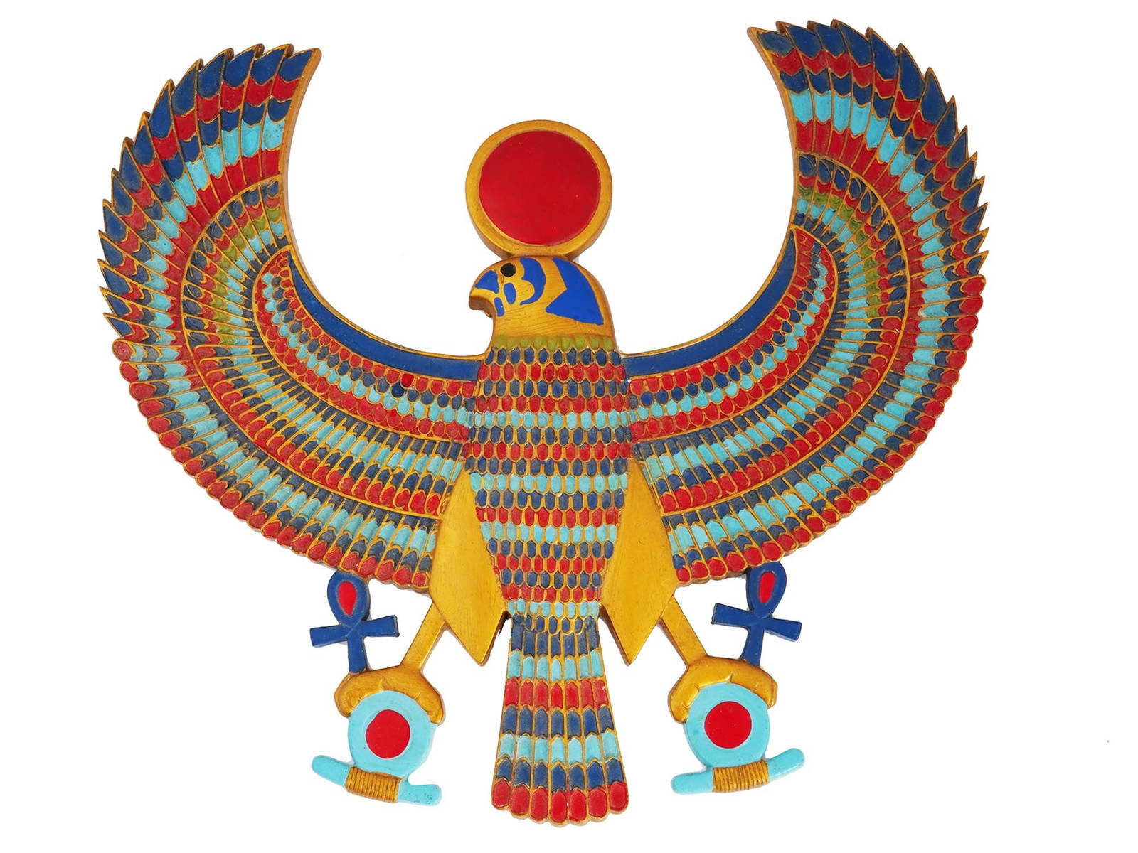 Vintage Multicolor Plaque Egyptian Sun God Ra Falcon Auction