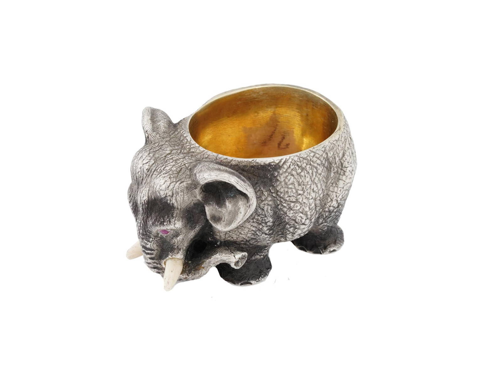 Russian Silver Elephant Salt Cellar With Ruby Eyes Auction