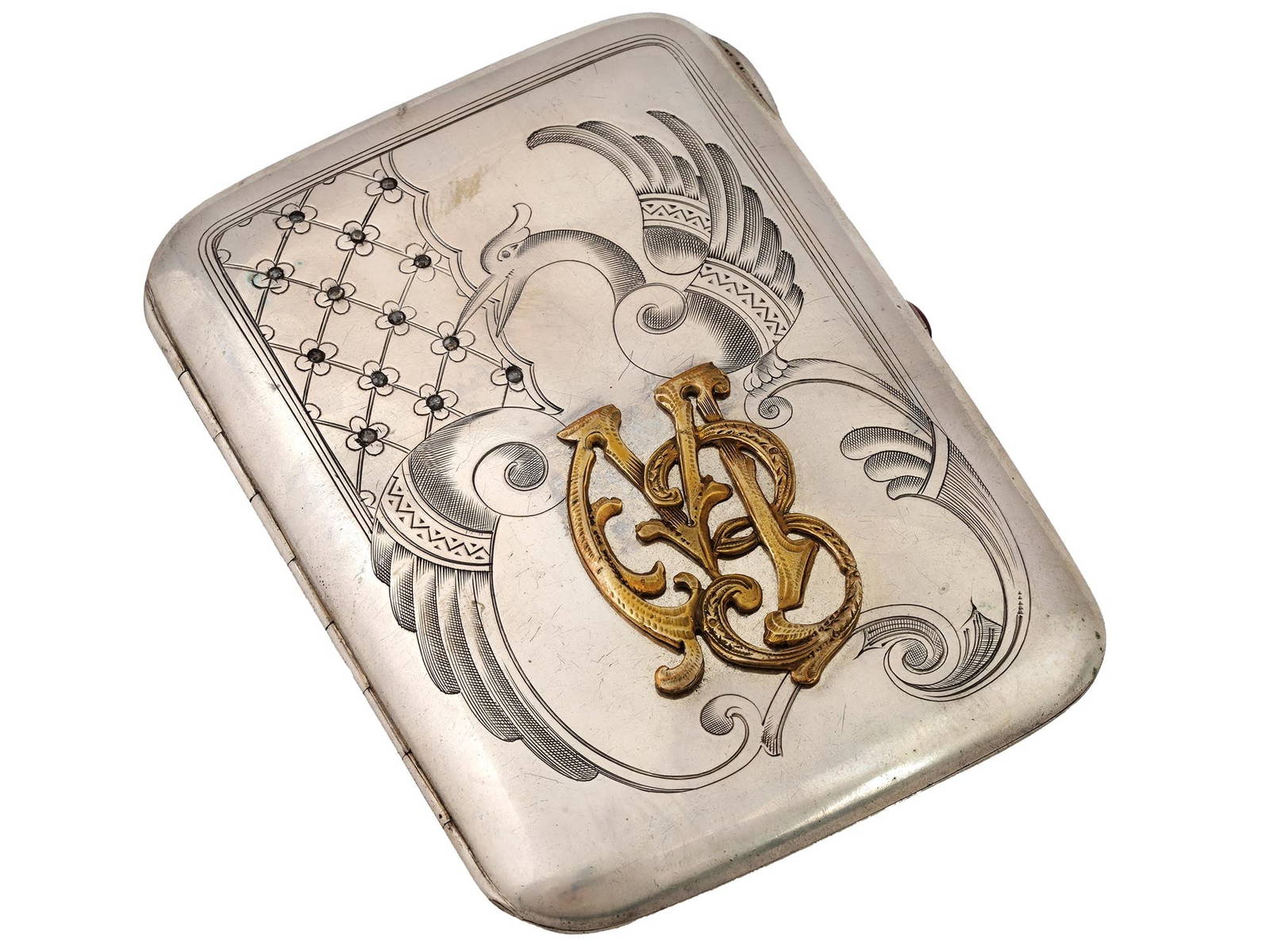 Russian Silver Diamond Monogrammed Cigarette Case Auction