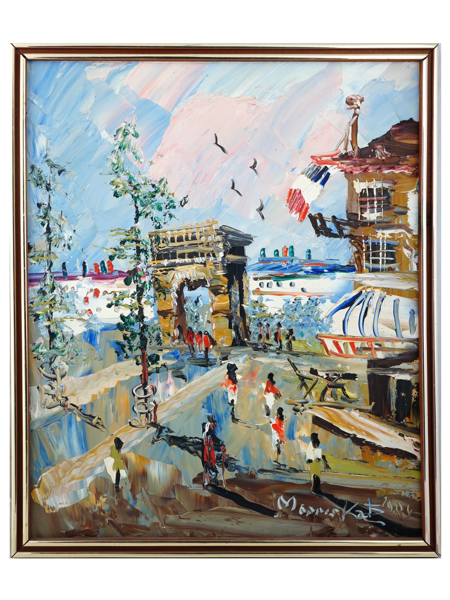 Morris Katz Judaica Oil Painting View Of Paris 1984 Auction
