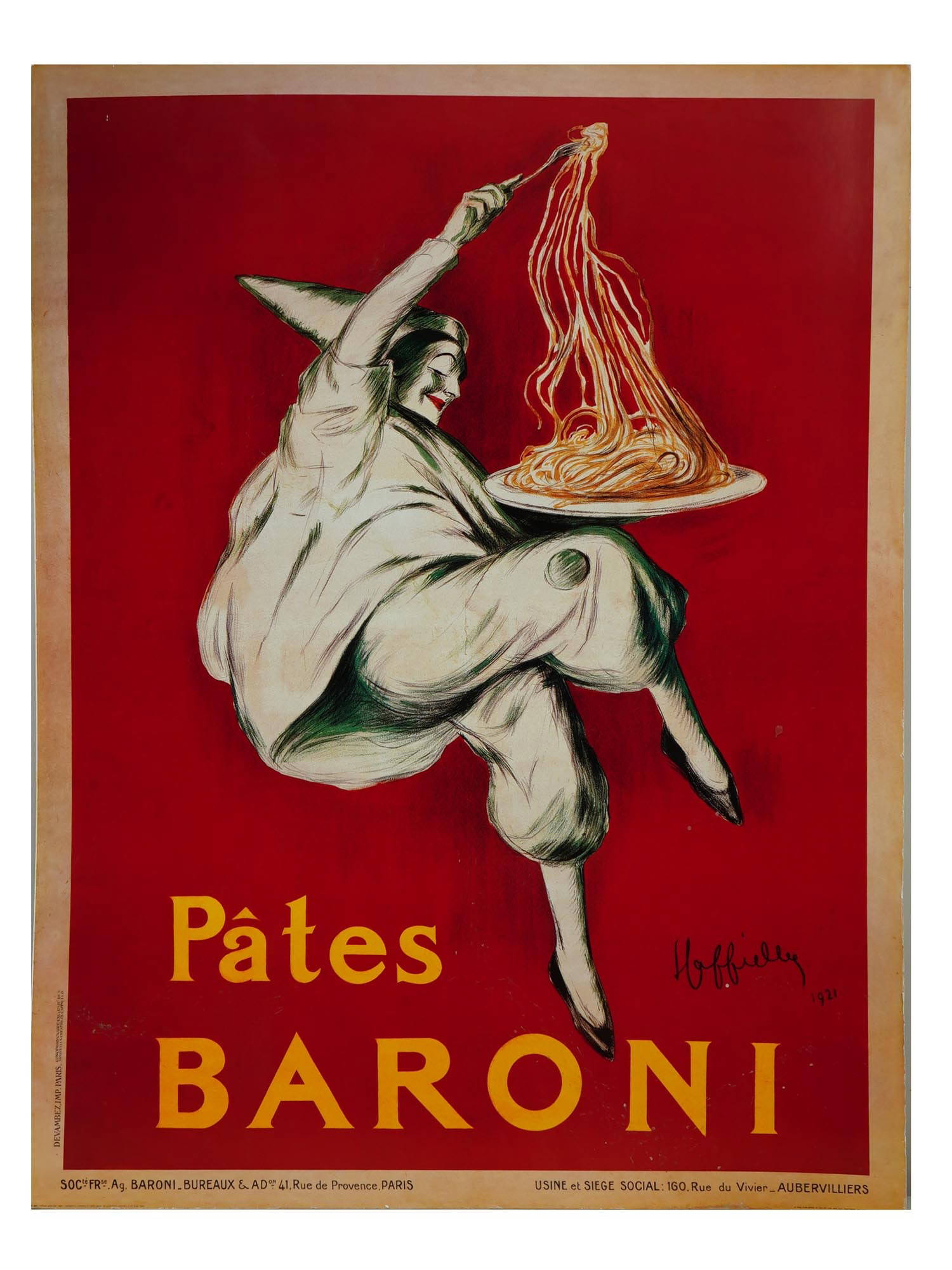 Pates Baroni 1921 Cappiello Italian Pasta Poster Auction