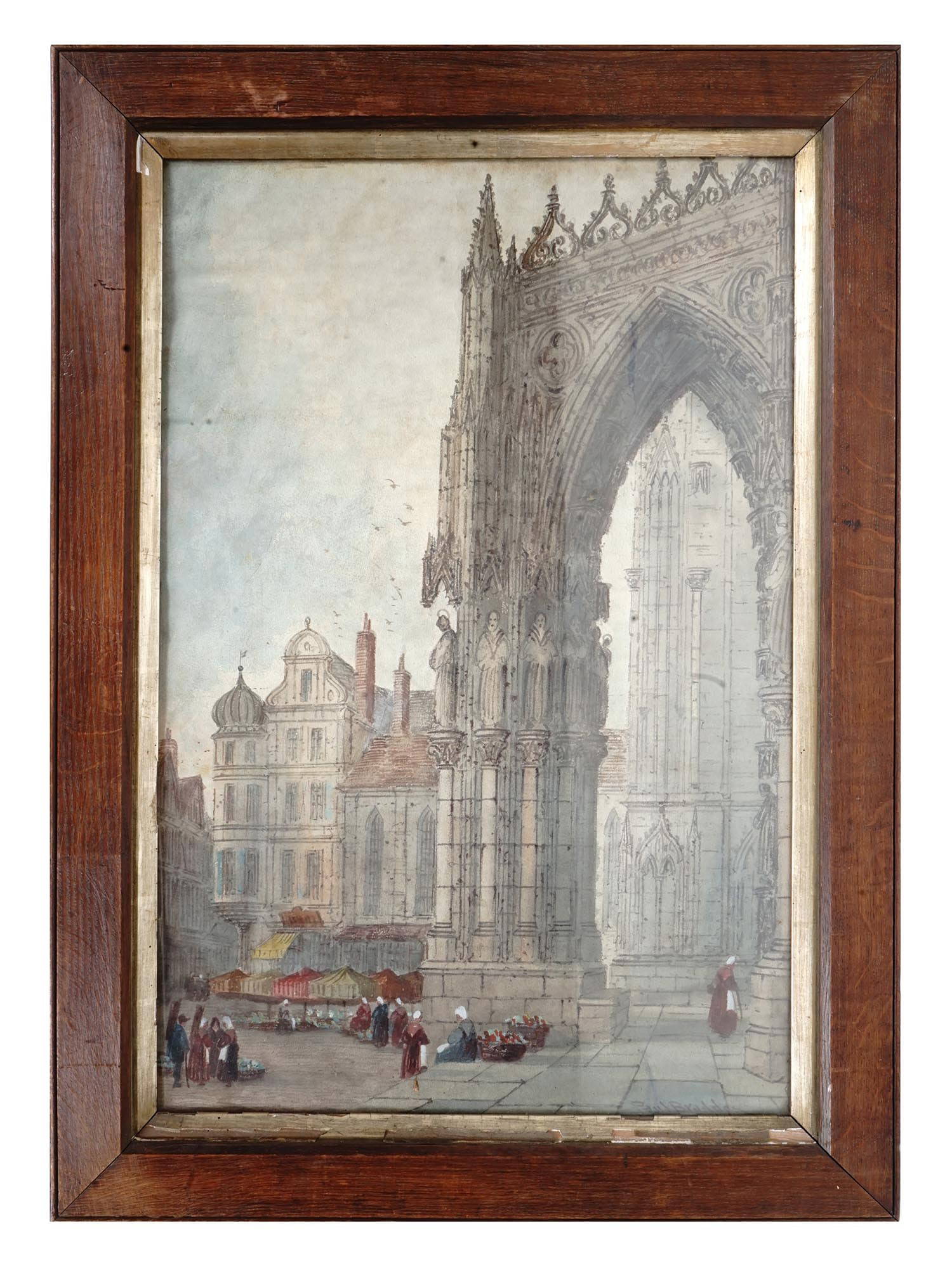 Antique 19 C Cathedral Painting By Paul Braddon Auction