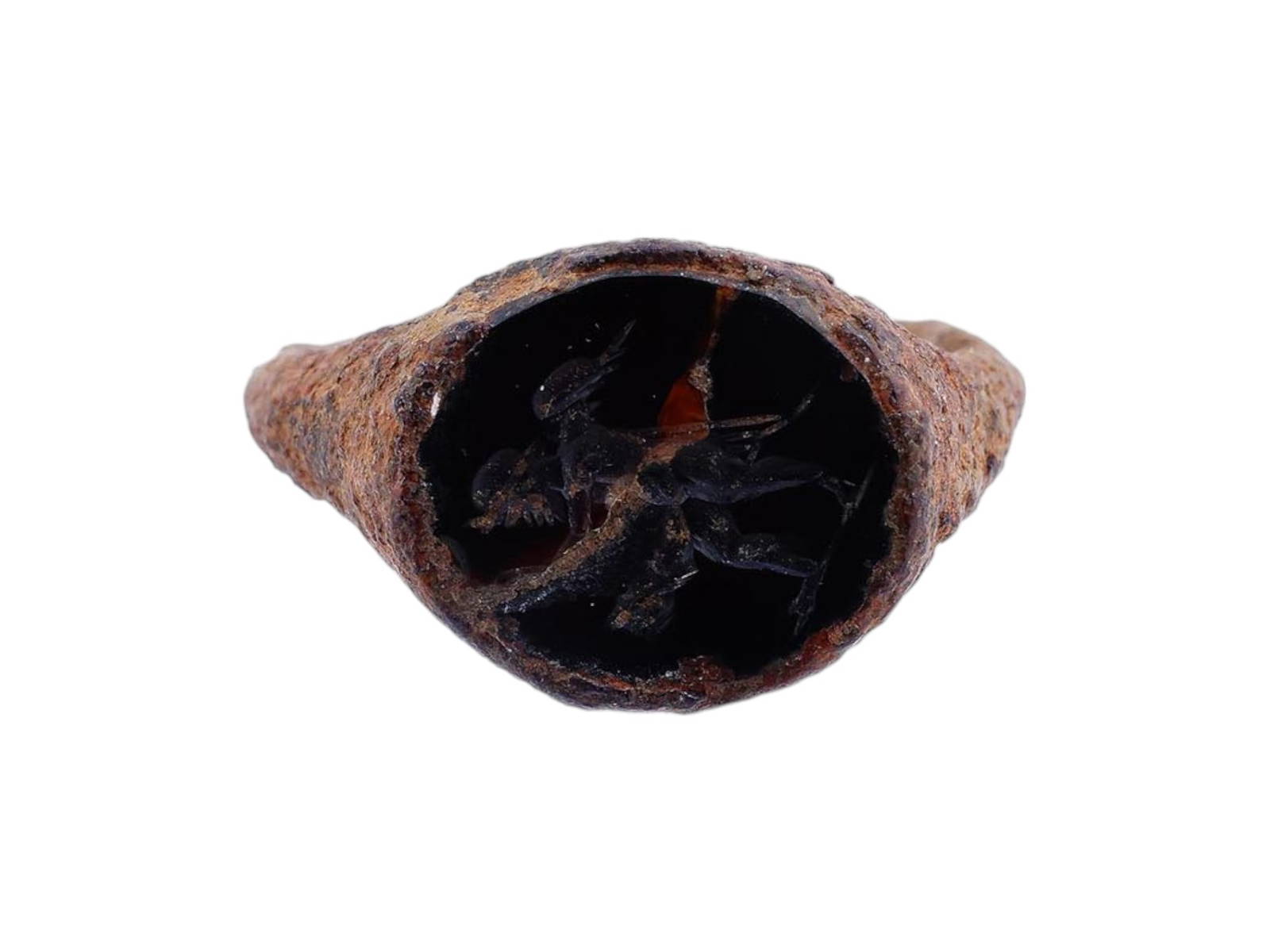 Ancient Roman Iron Ring W Carved Stone Intaglio Auction