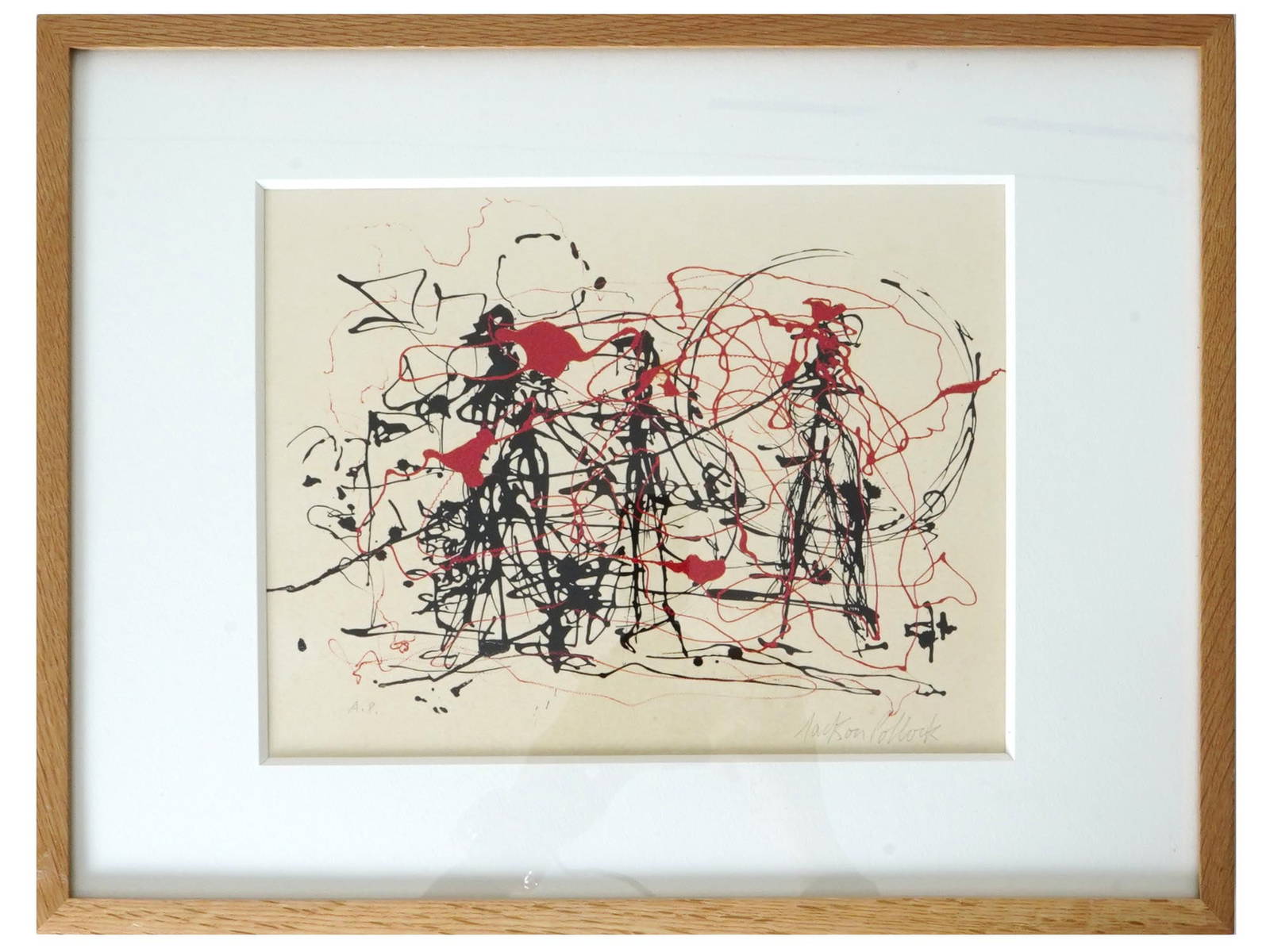 Abstract Lithograph Signed Jackson Pollock Framed Auction