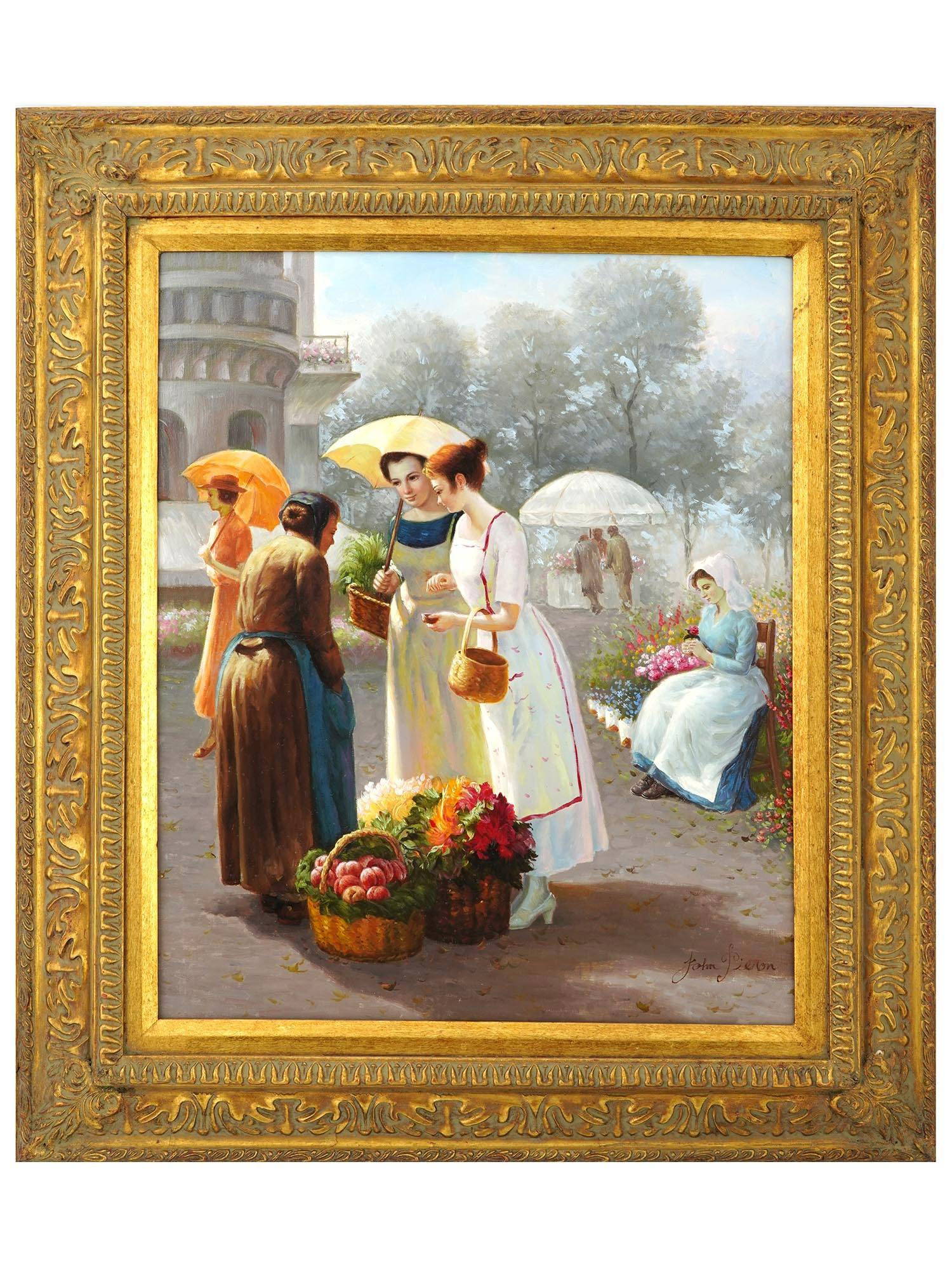 French Street Scene Oil Painting By John Pieron Auction