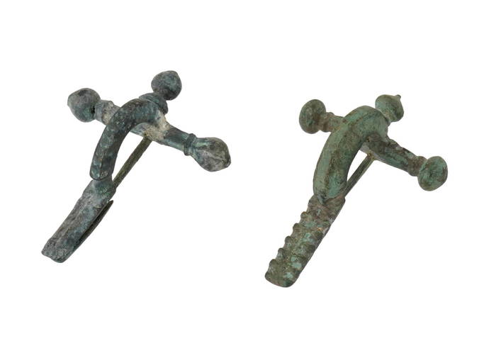 Ancient Roman Bronze Crossbow Fibula Brooches