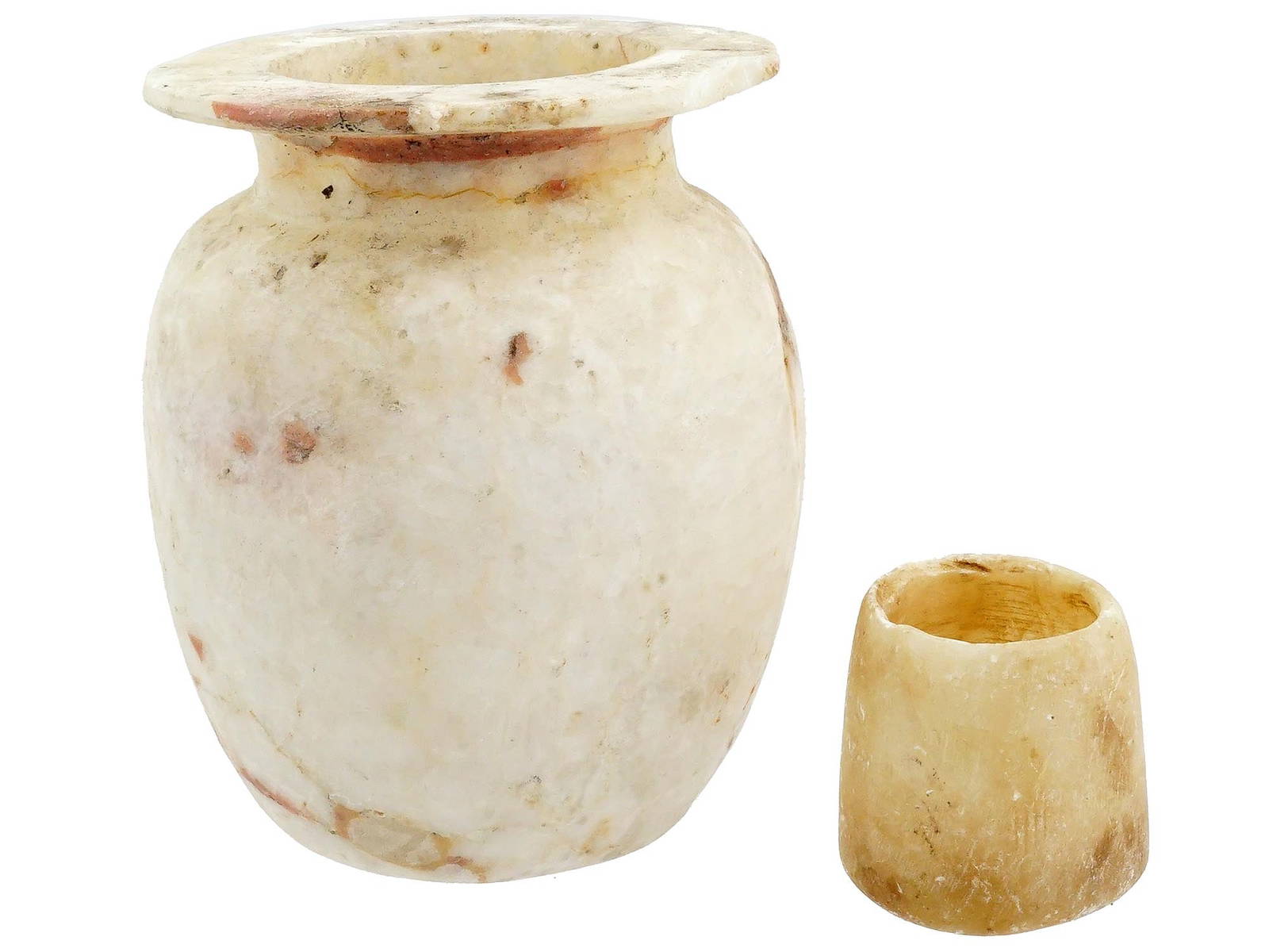 Two Ancient Egyptian Carved Alabaster And Marble Jars Auction