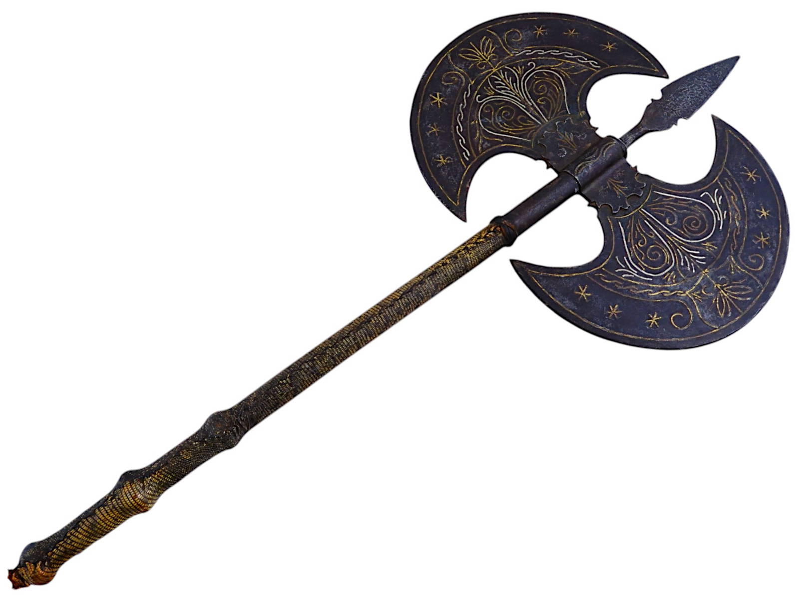 19th C Persian Ceremonial Axe W Silver Gold Inlay Auction