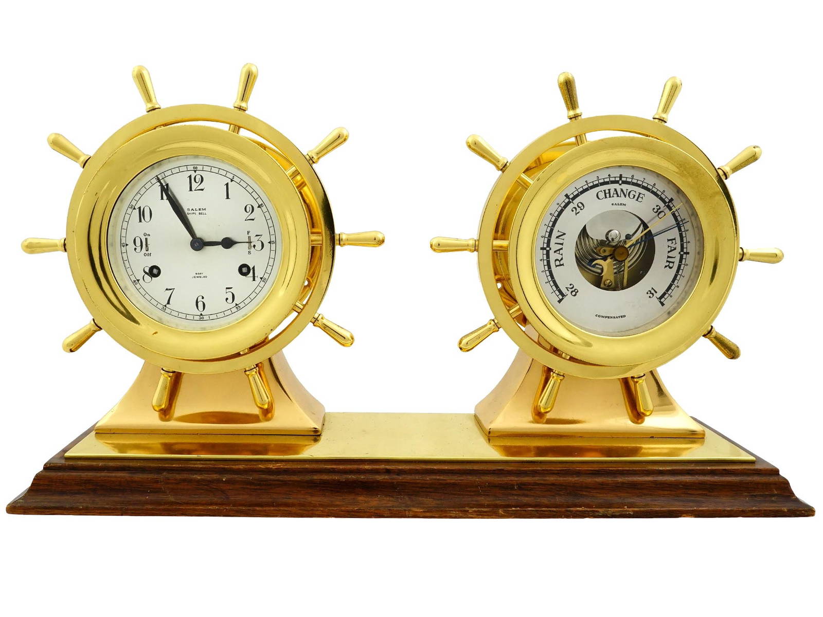 Vtg Salem Ships Bell Brass Clock And Barometer Auction