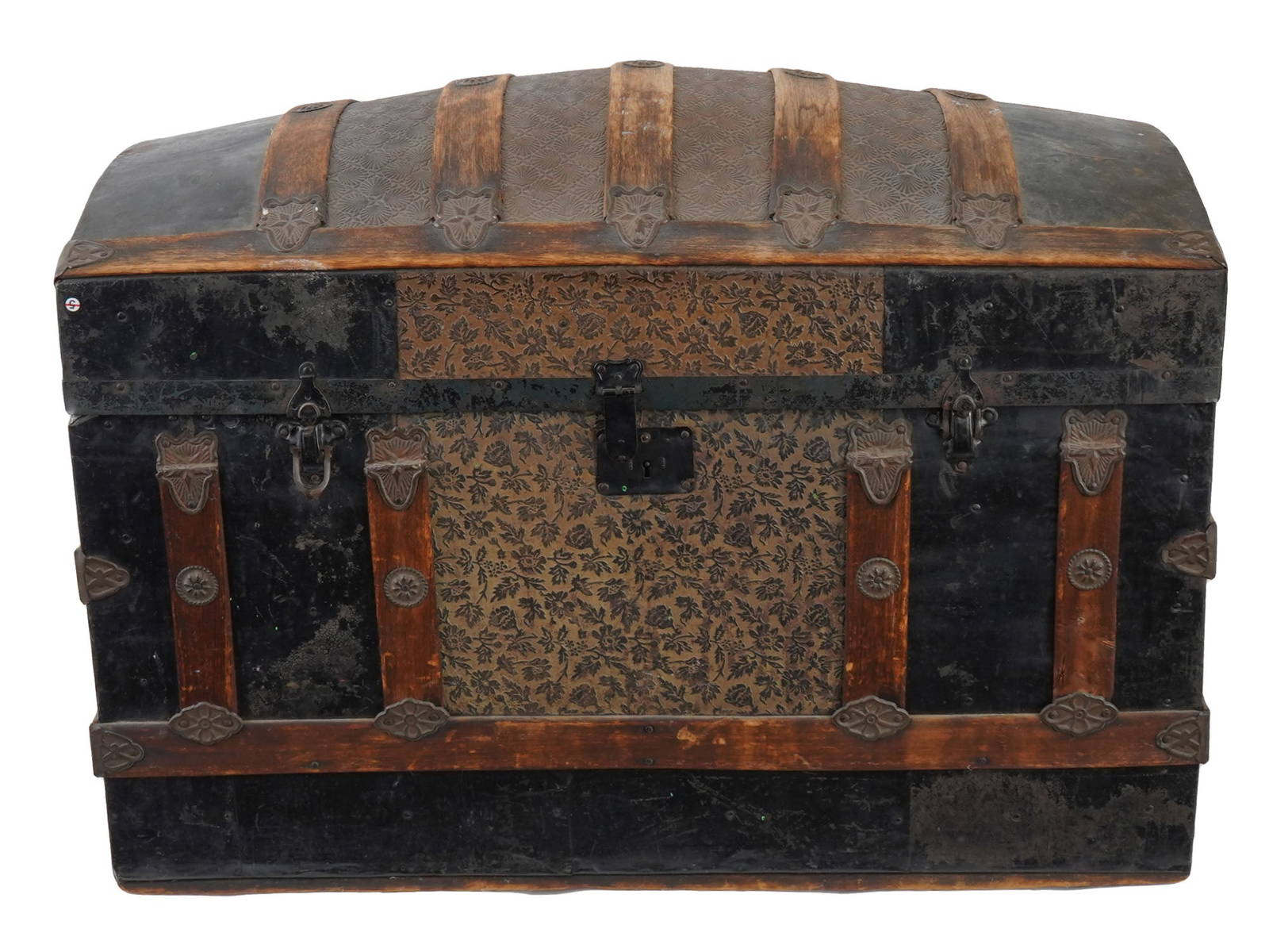 Large Antique Victorian Wooden Steamer Trunk Chest Auction